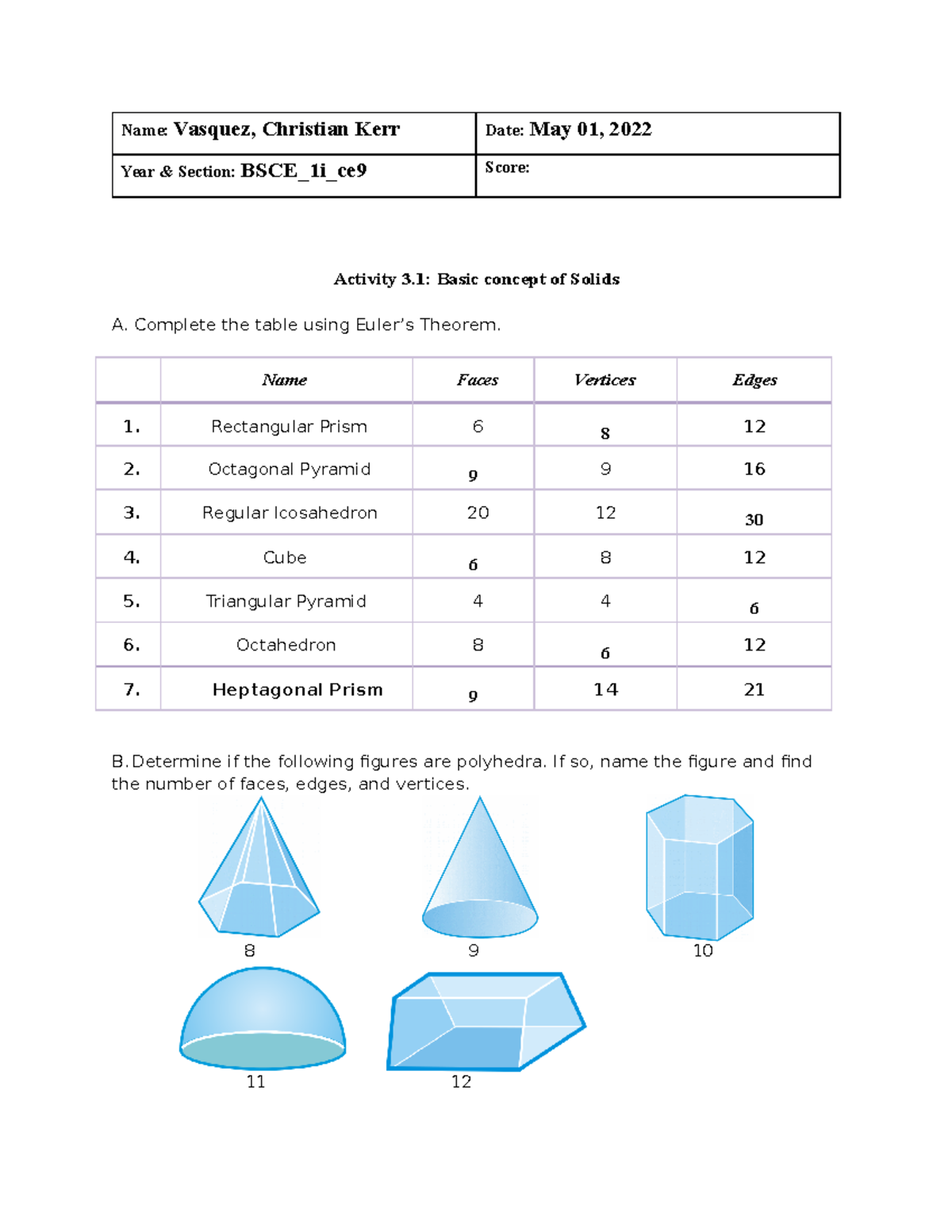 Mathematics of measurement Seatwork 3 - Name: Vasquez, Christian Kerr ...