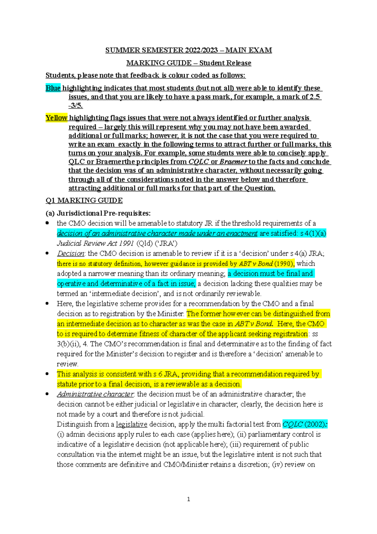 LLH206 MAIN EXAM Student Feedback - Summer 2022.2023 Final - SUMMER SEMESTER 2022/2023 – MAIN ...