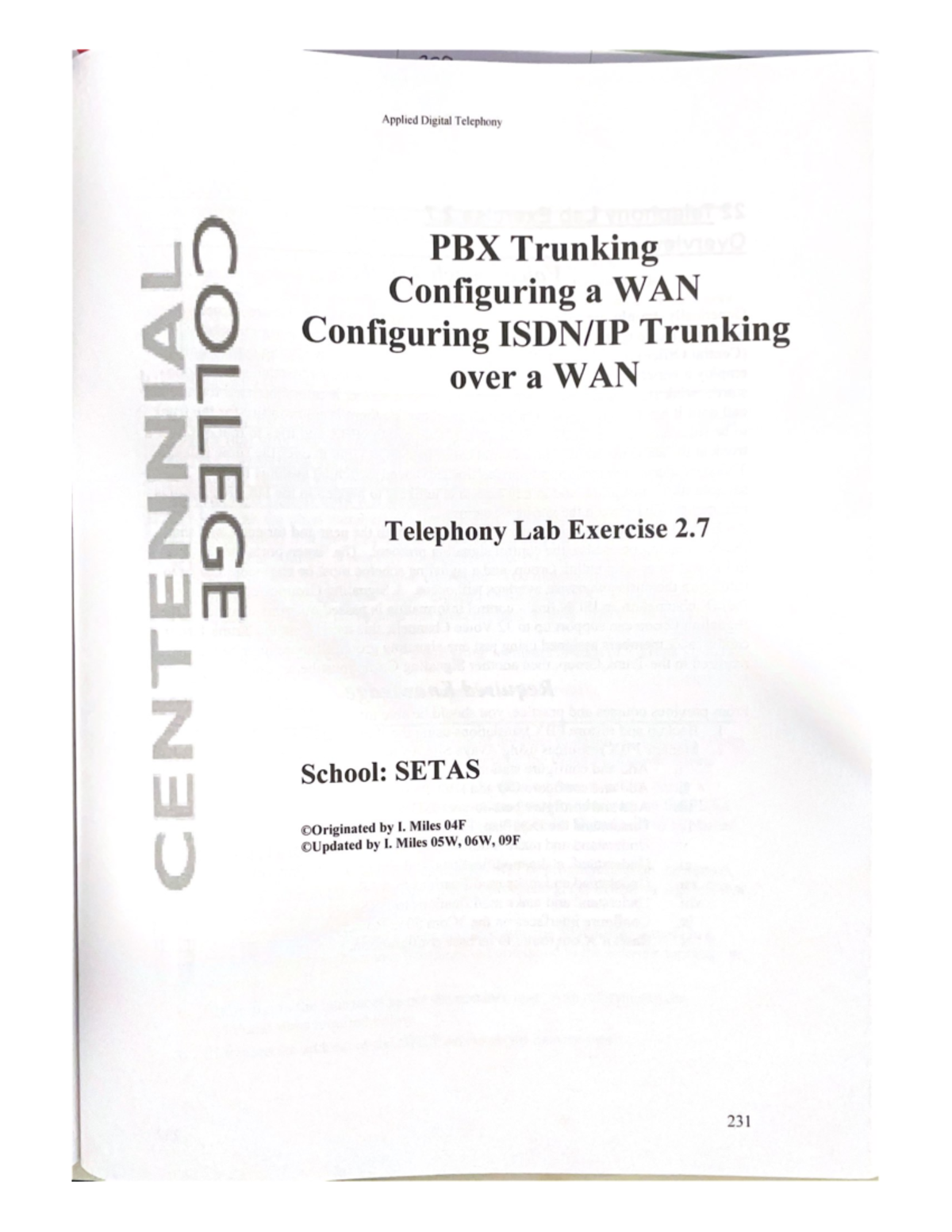 Applied Digital Telephony Lab Exer 2 - CNET301 - Centennial College ...