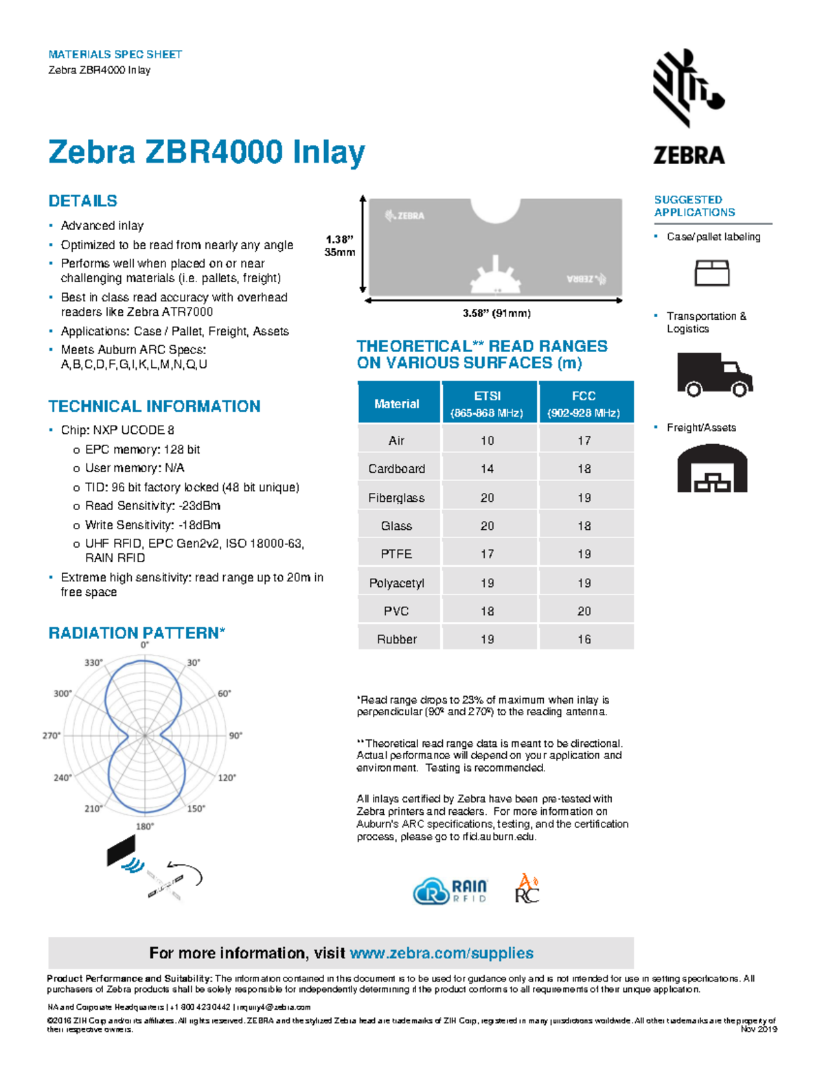 Rfid zbr4000 inlay spec sheet en us - MATERIALS SPEC SHEET Zebra ...