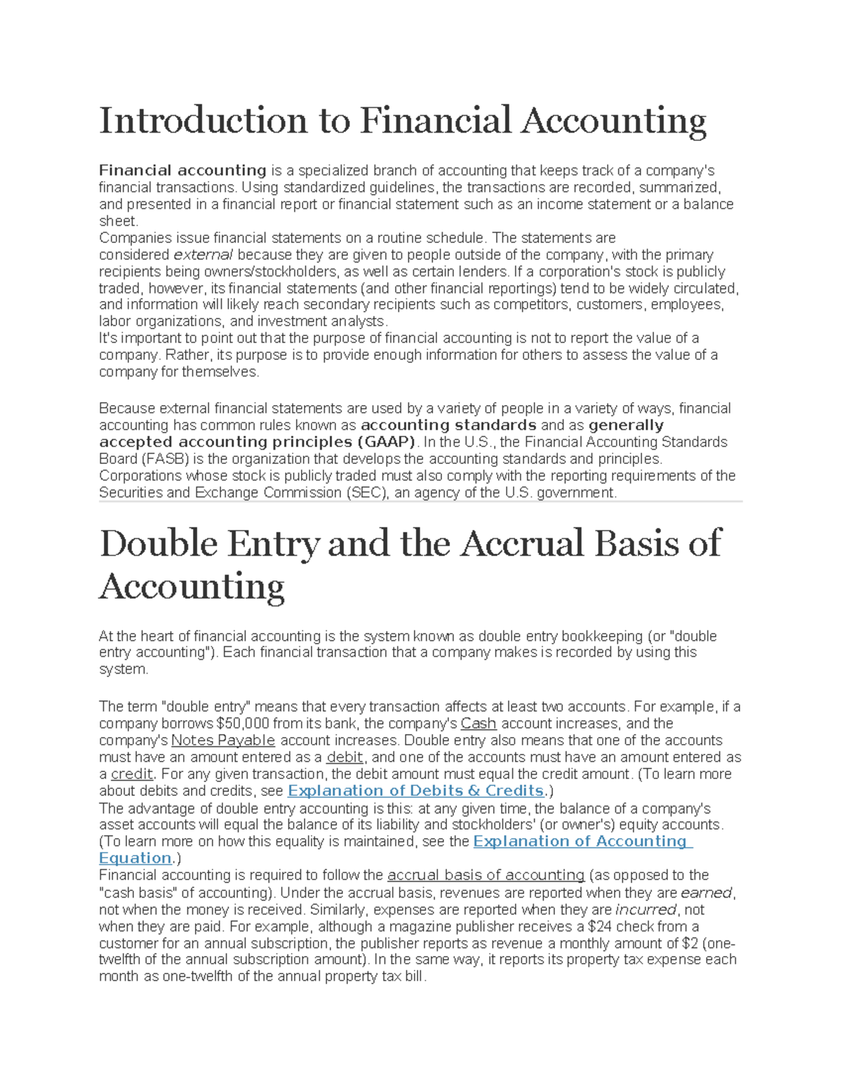 Introduction to Financial Accounting - Introduction to Financial Accounting Financial accounting ...