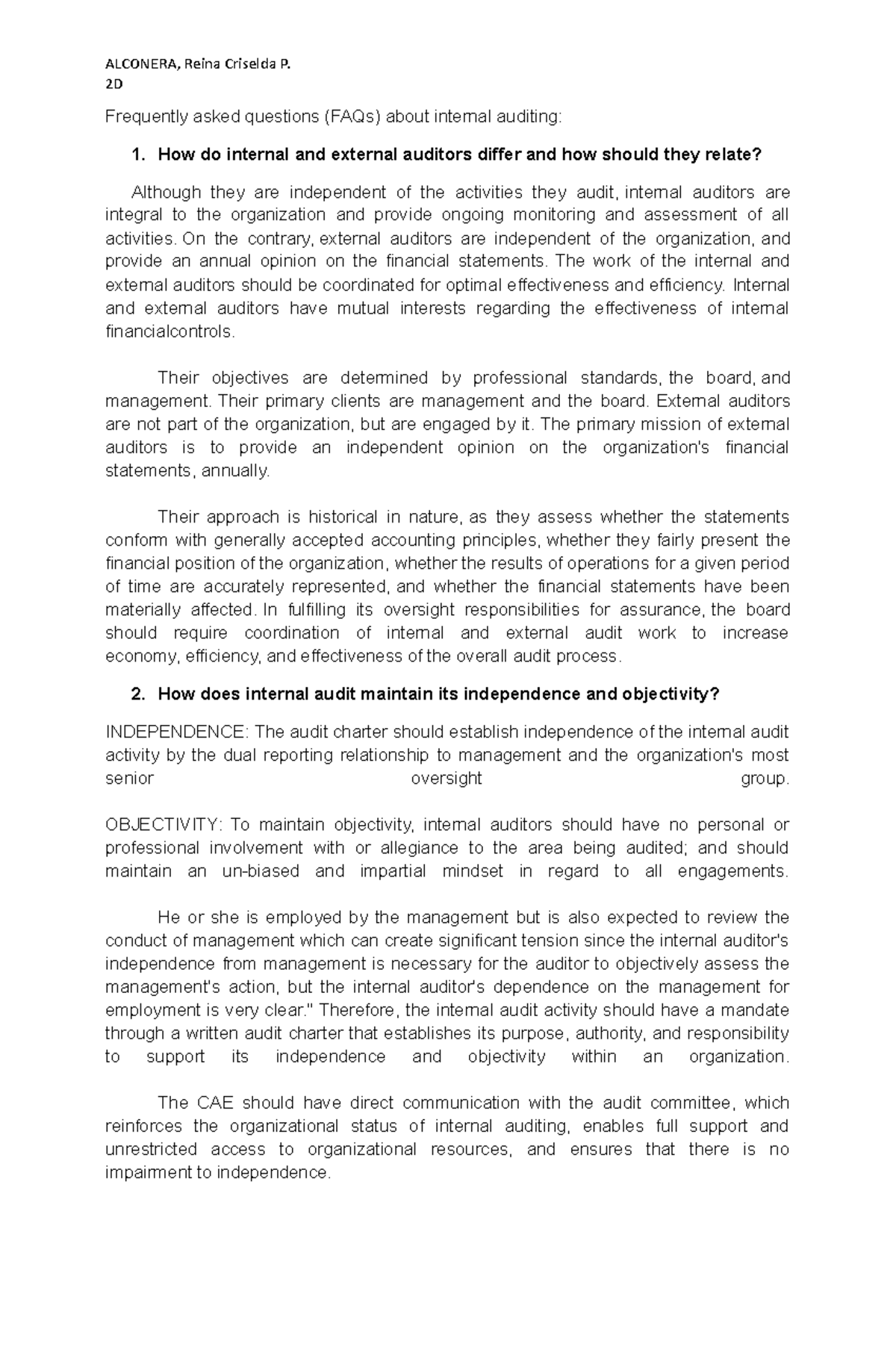 M1 Activity No1 - Internal Audit - 2D Frequently asked questions (FAQs ...