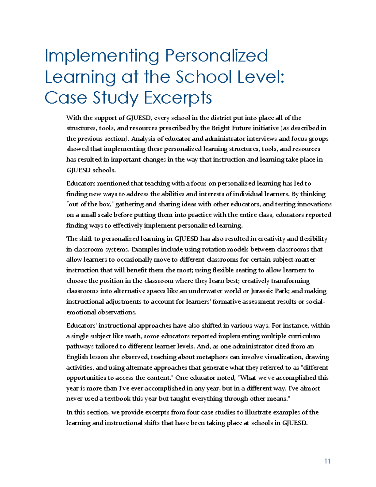 Personalized-learning-11 - 11 Implementing Personalized Learning at the School Level: Case Study ...