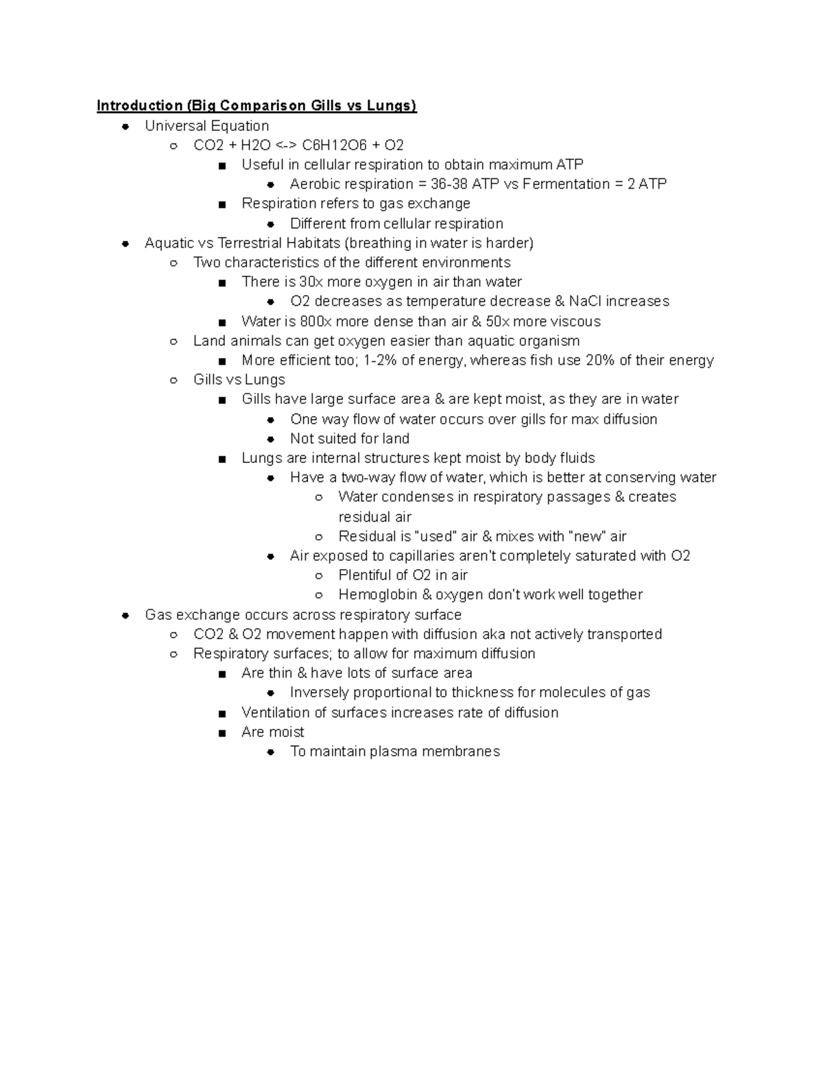 Campbell textbook/lecture - Gas Exchange - Introduction (Big Comparison ...