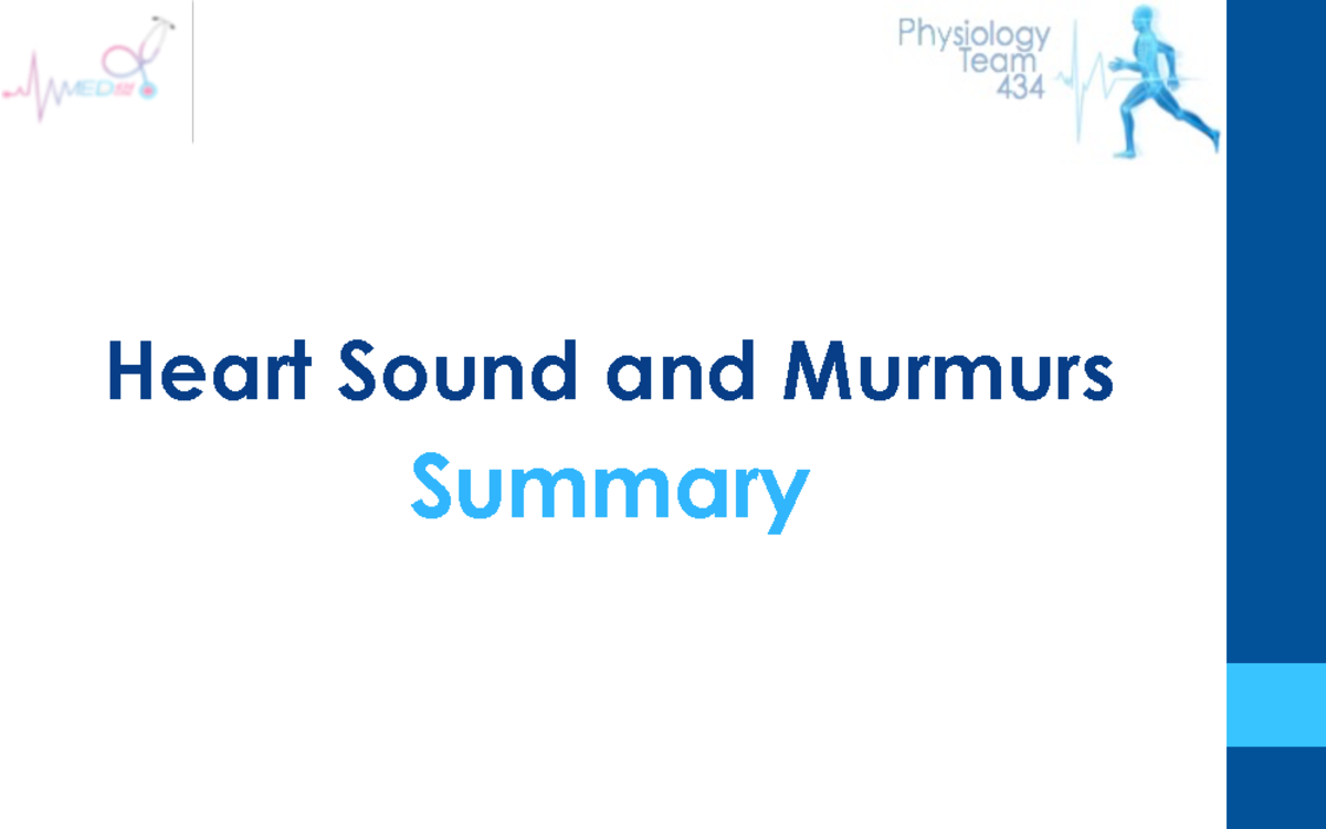 6.Heart Sounds & Murmurs -Summry - Heart Sound and Murmurs Summary S1 ...