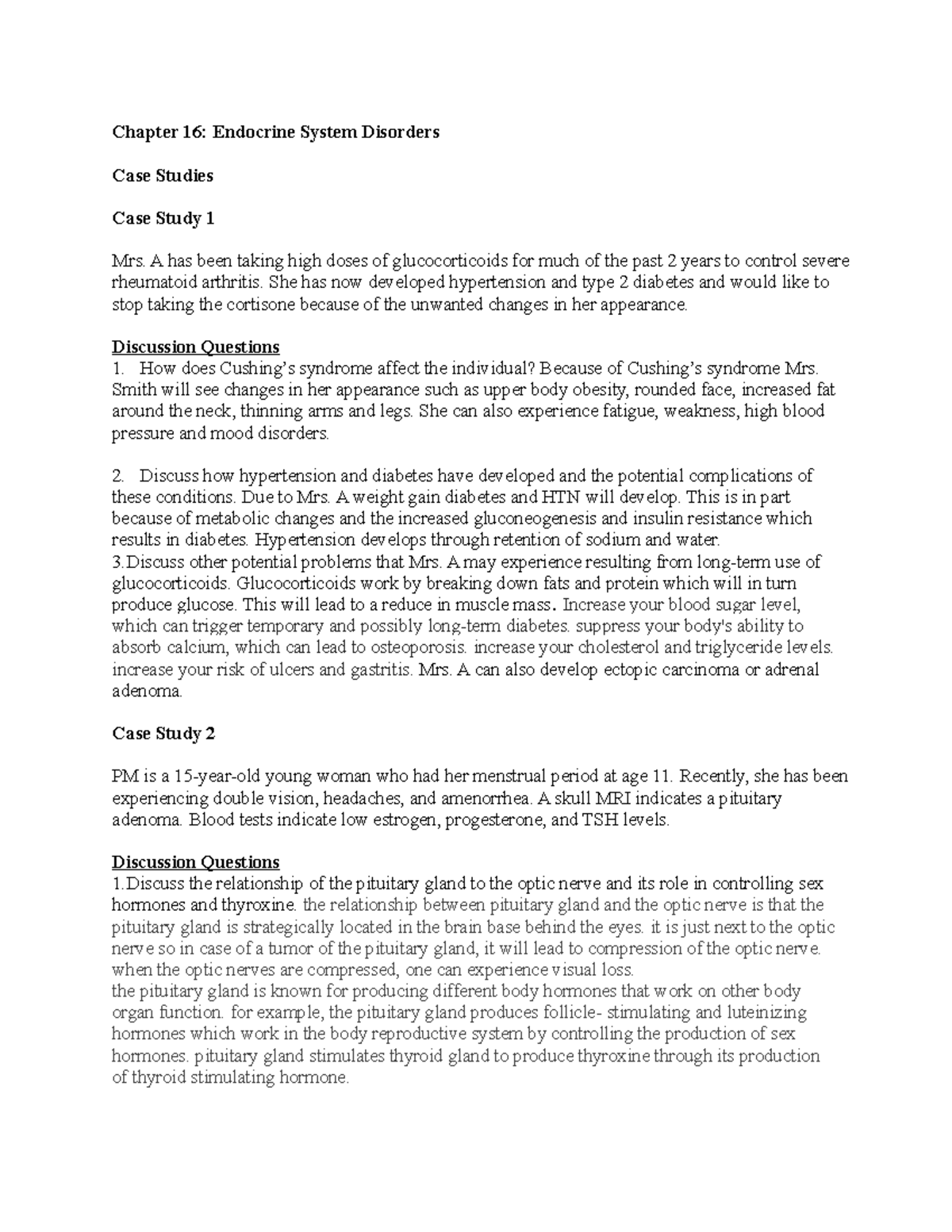 Docx - practice material for midterm 2 - Chapter 16: Endocrine System ...