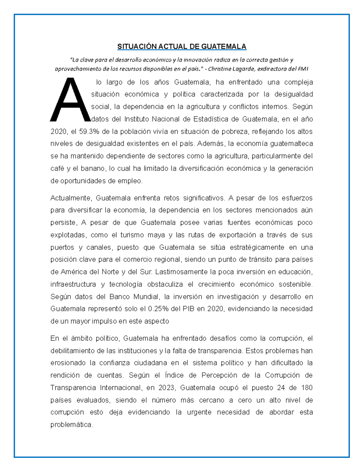 Ensayo situacion de guatemala - SITUACIÓN ACTUAL DE GUATEMALA "La clave ...