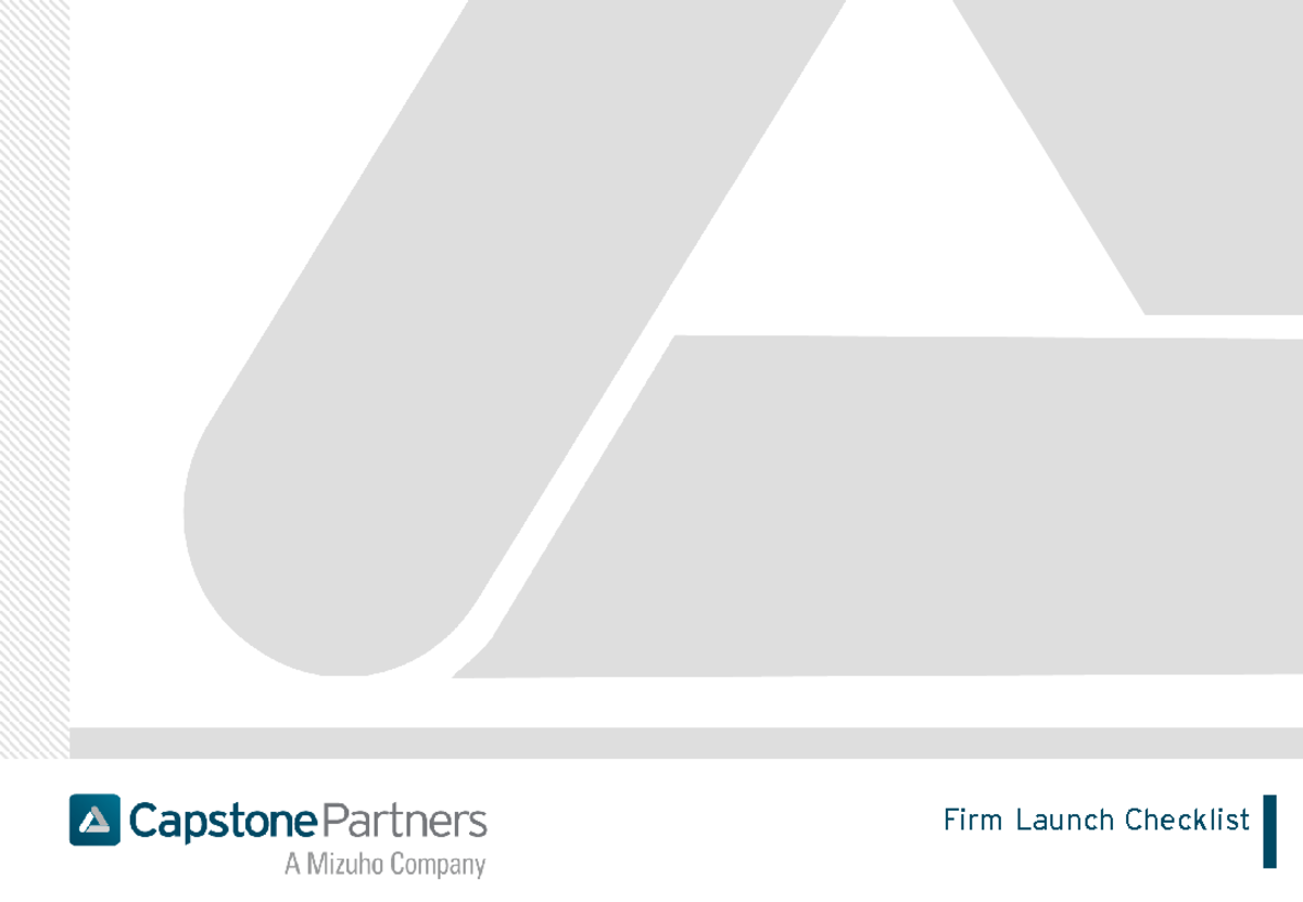 Capstone Firm Launch Checklist Oct 2022 - Firm Launch Checklist Firm ...