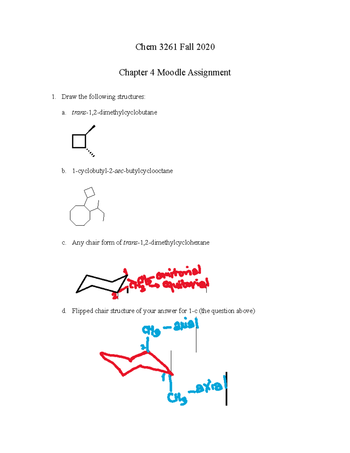 Chapter 4 Moodle Assignment Key - Chem 3261 Fall 2020 Chapter 4 Moodle Assignment Draw the ...