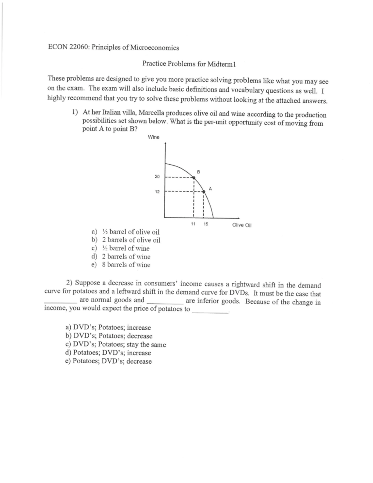 Midterm 1-practiceproblems-use - ECON 22060 - Studocu