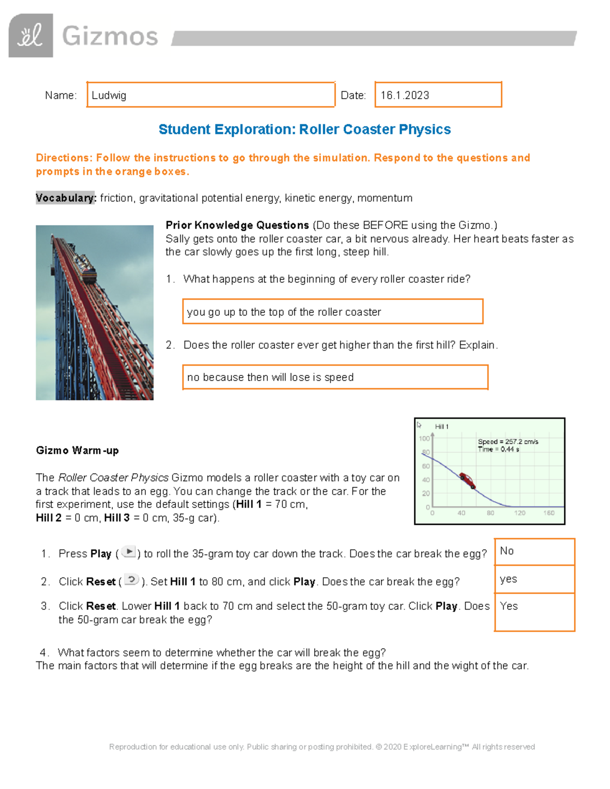 Roller Coaster Physics Study Guide - Studocu
