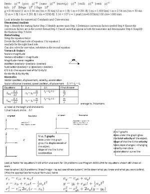 Exam 2 cheat sheet vrs. 3 - Look at footer for equations in 2D which ...