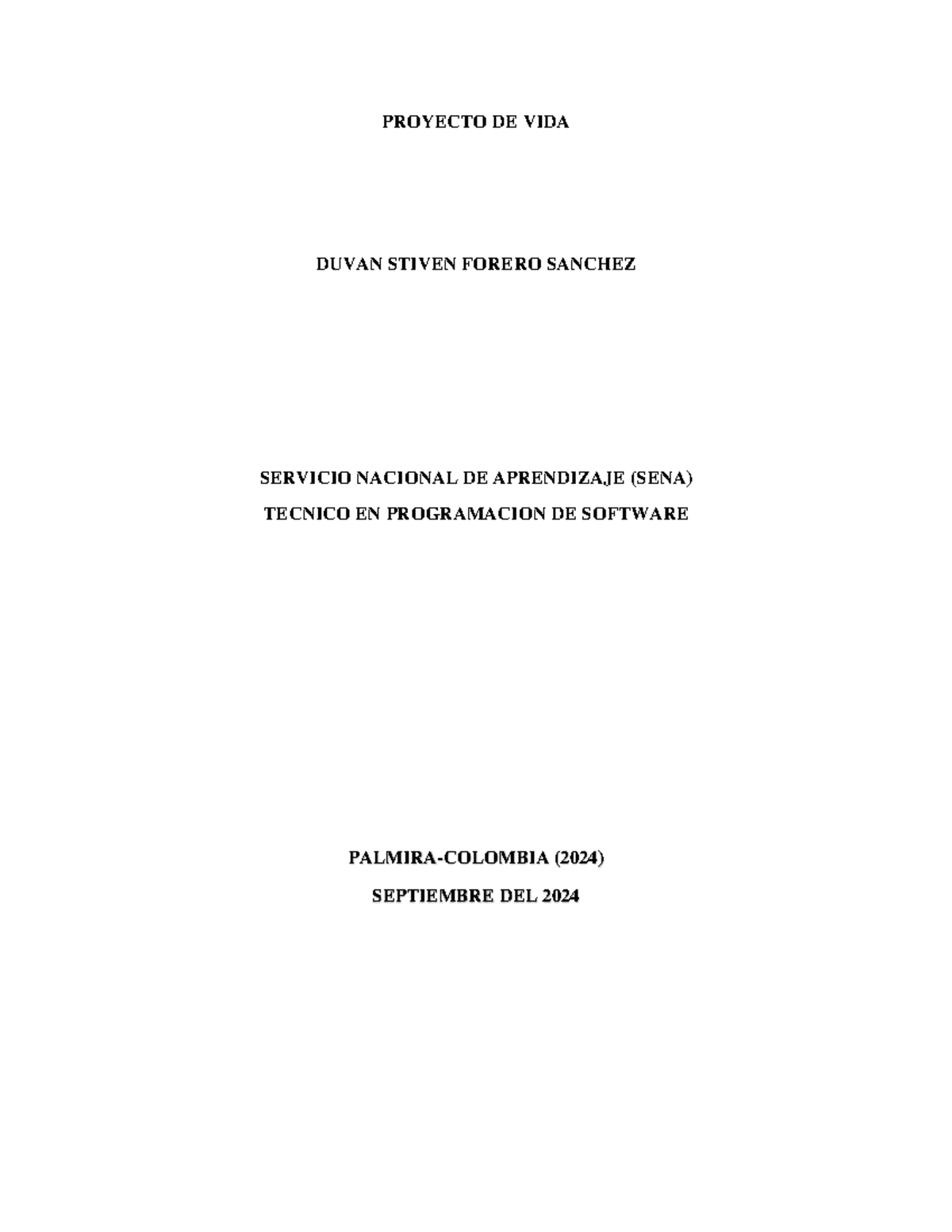 Proyecto DE VIDA - Tecnico en Produccion Agropecuaria - PROYECTO DE ...