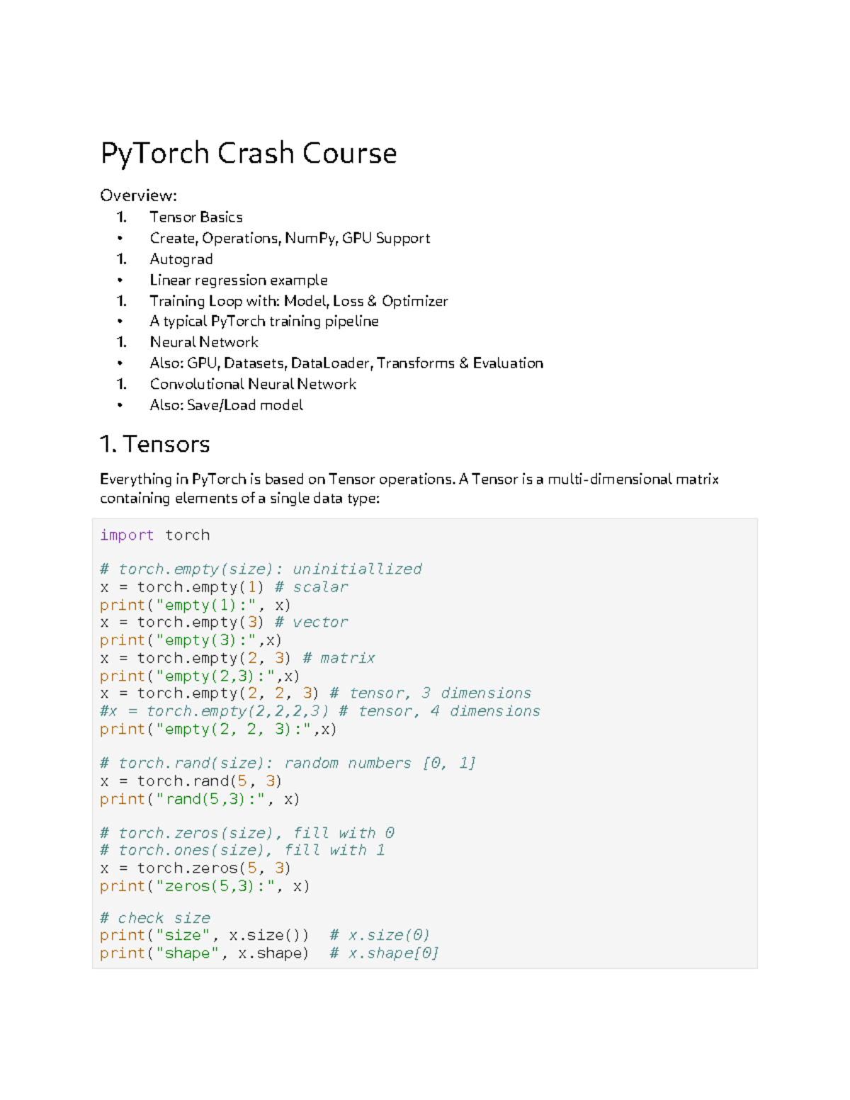 Py Torch Crash Course It Is Good To Learn Pytorch Crash Course