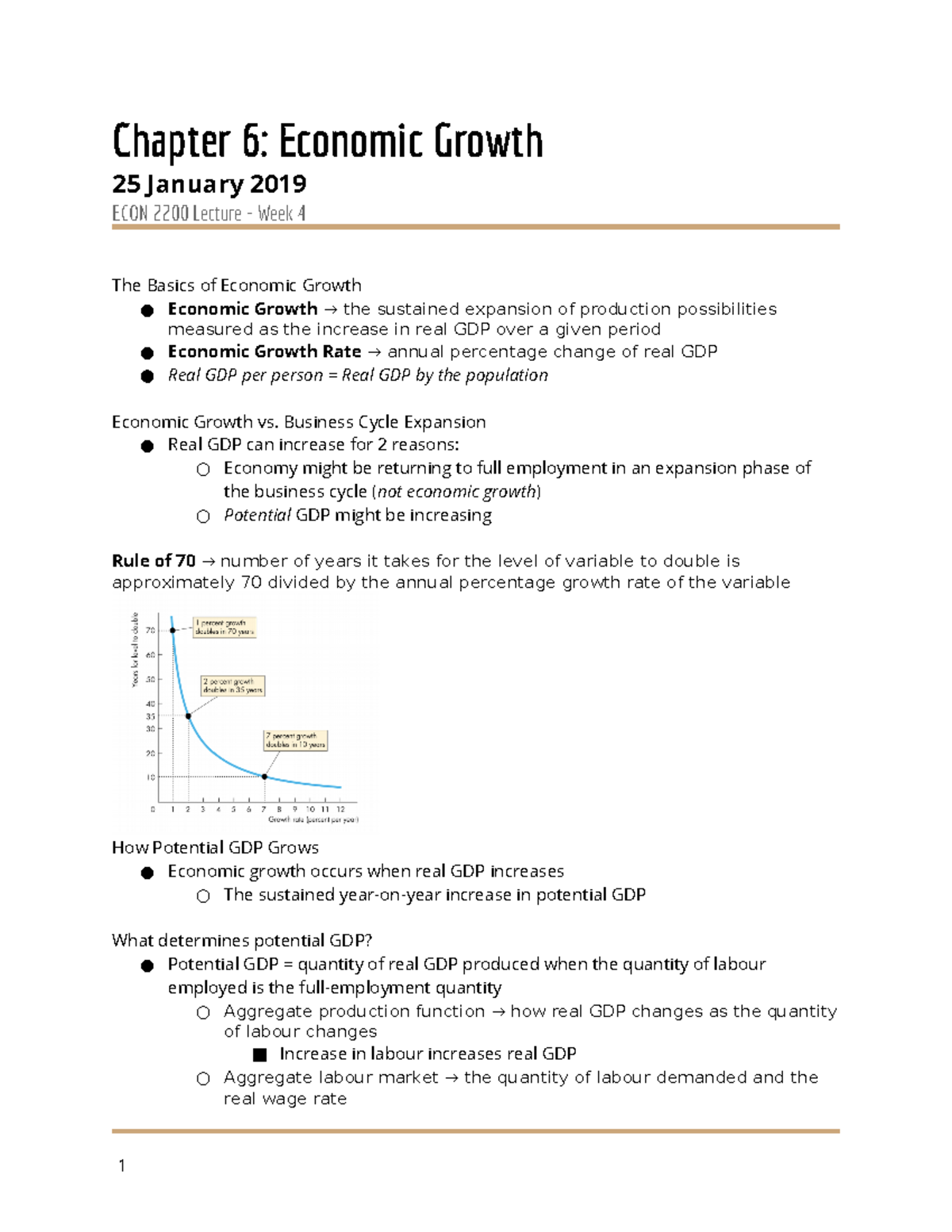 Chapter 6: Economic Growth - Chapter 6: Economic Growth 25 January 2019 ...