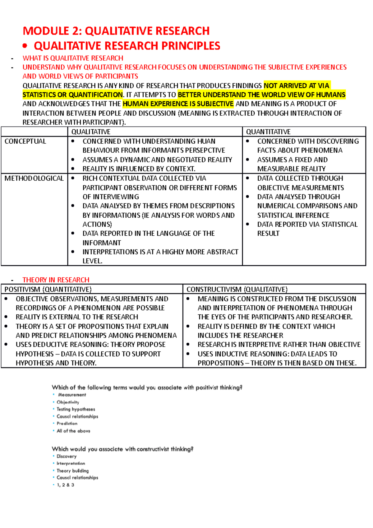 Module 2 - Qualitative - MODULE 2: QUALITATIVE RESEARCH QUALITATIVE ...
