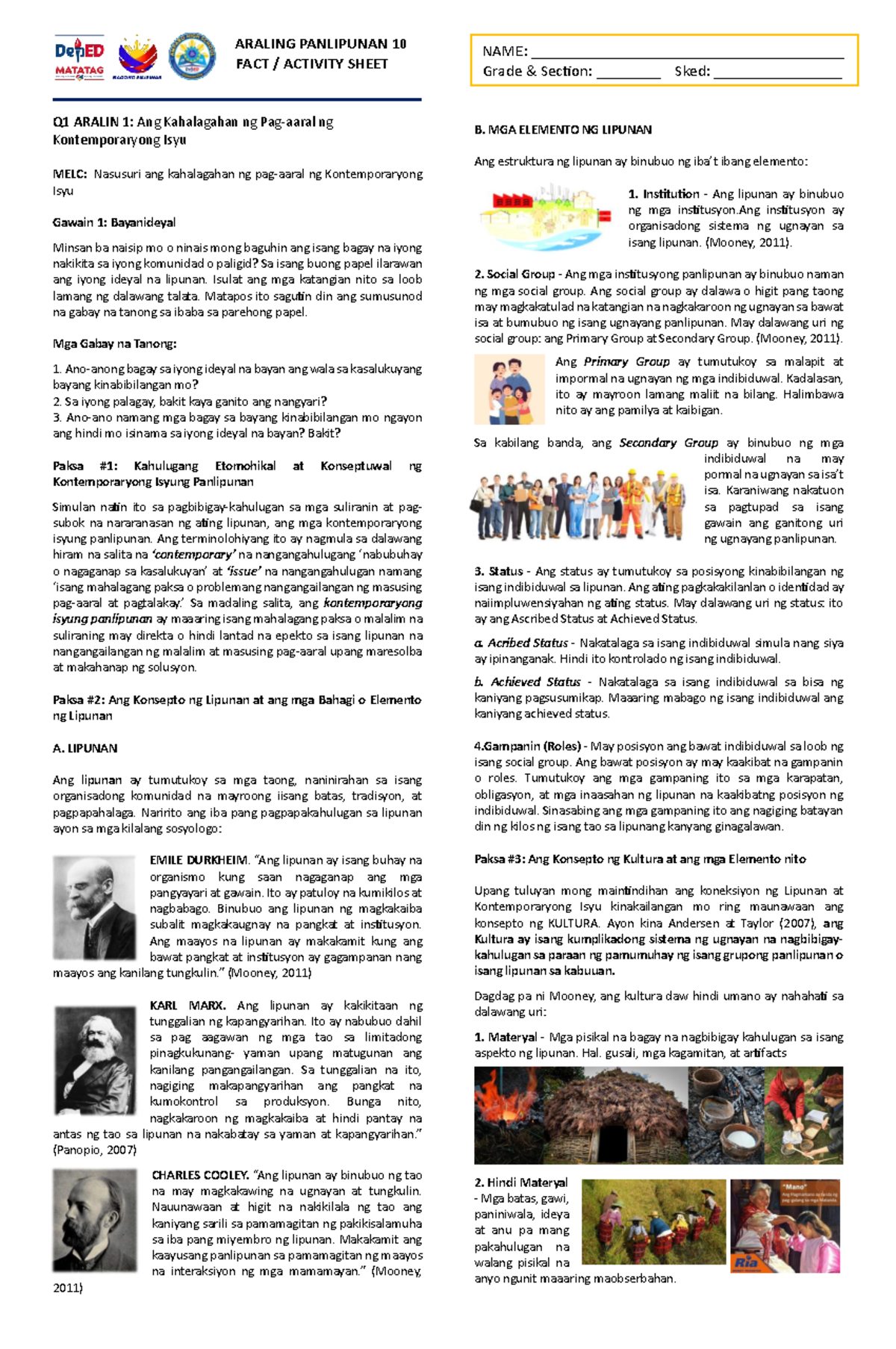 AP 10 Fact Activity Sheet Q1 Aralin 1 - ARALING PANLIPUNAN 10 FACT ...