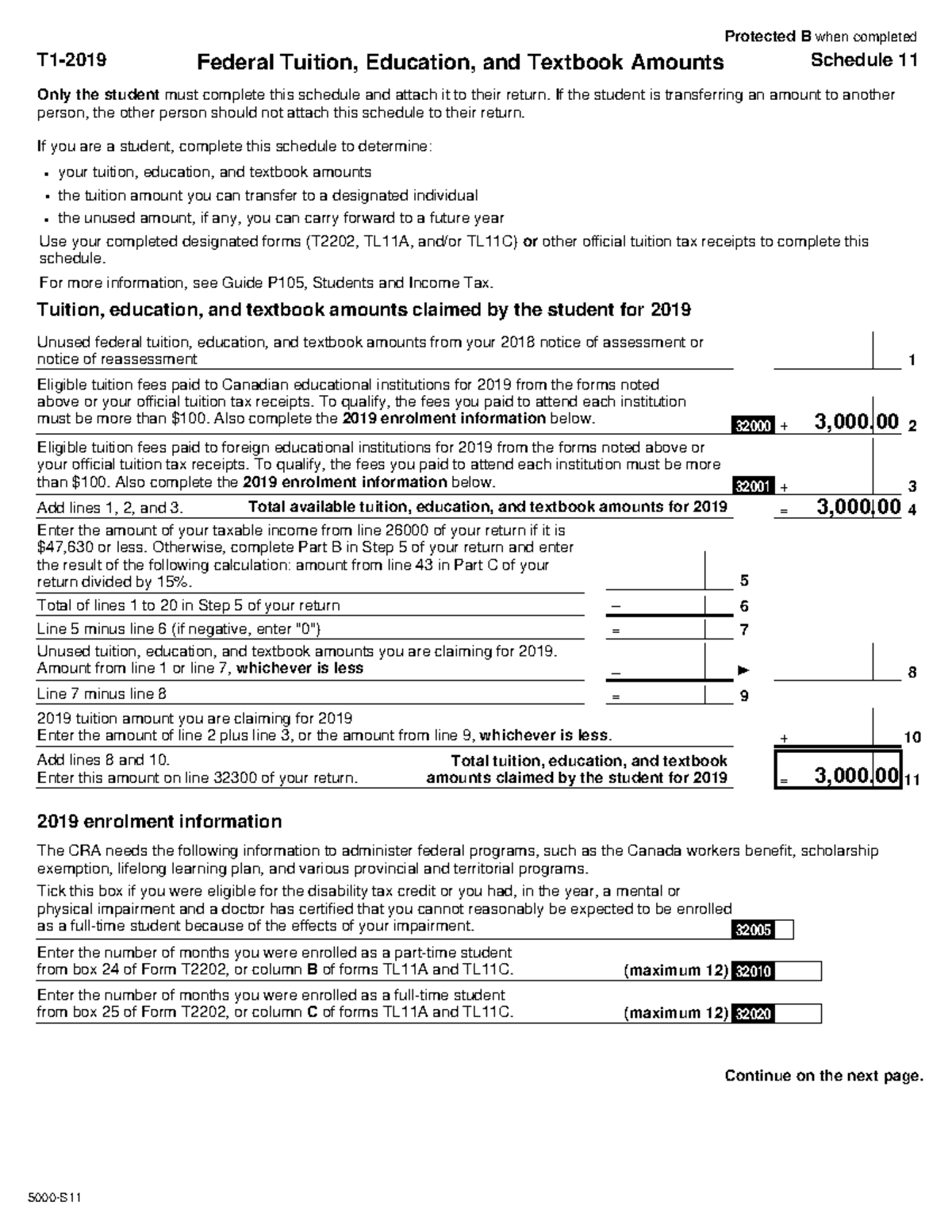 Schedule 11-19e fill - T1 Gen - T1- Protected B when completed Federal ...