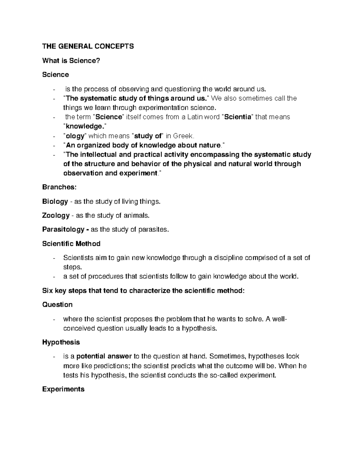 1-2-STS - THE GENERAL CONCEPTS What is Science? Science - is the ...
