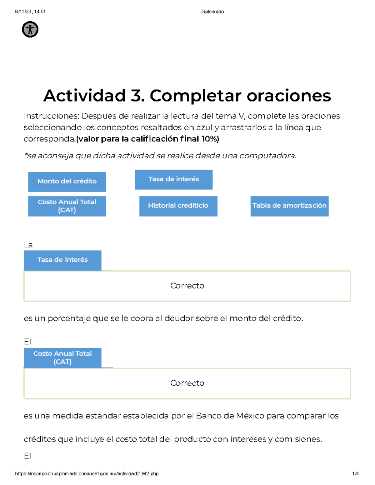 1 - bien - Actividad 3. Completar oraciones Instrucciones: Después de ...