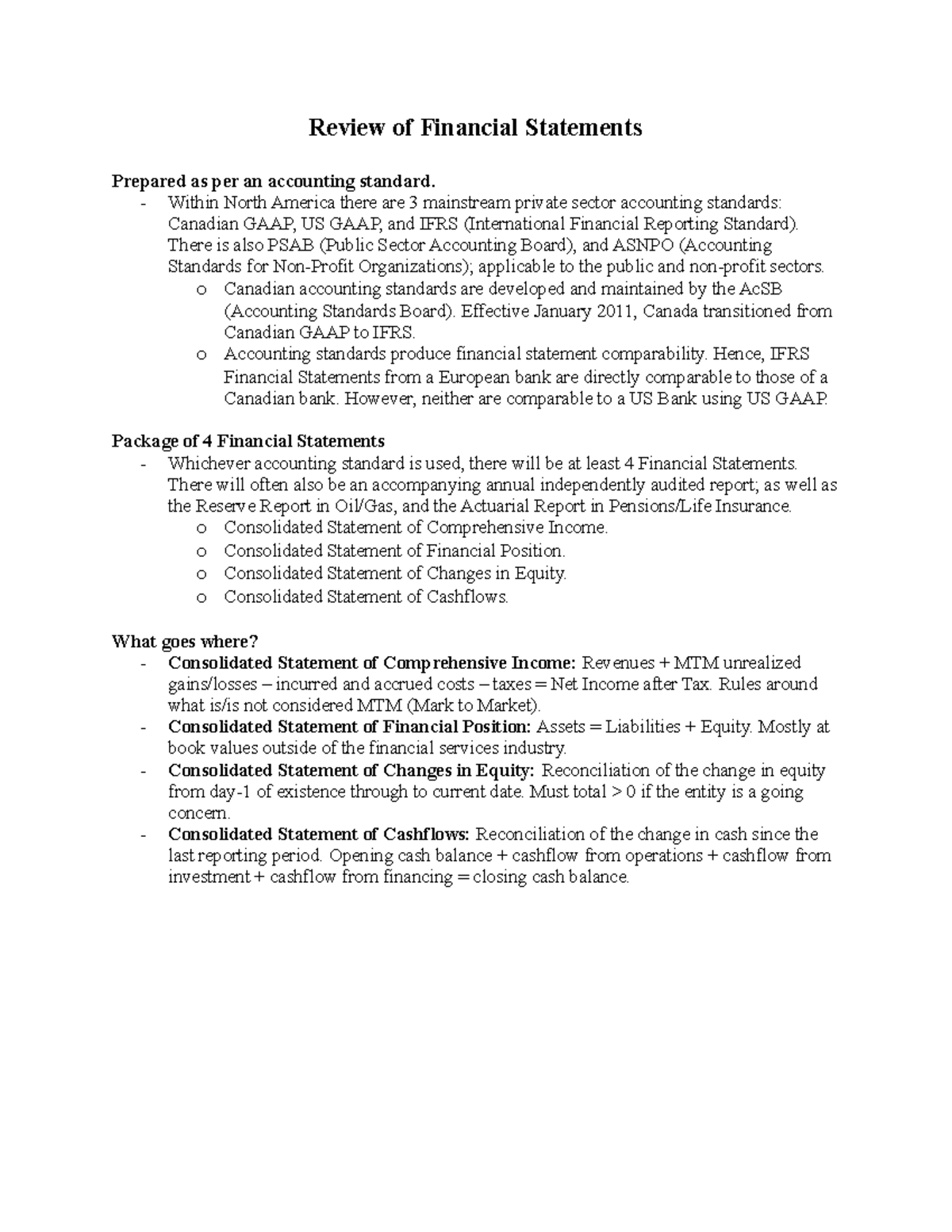 Review of Financial Statements - Review of Financial Statements ...