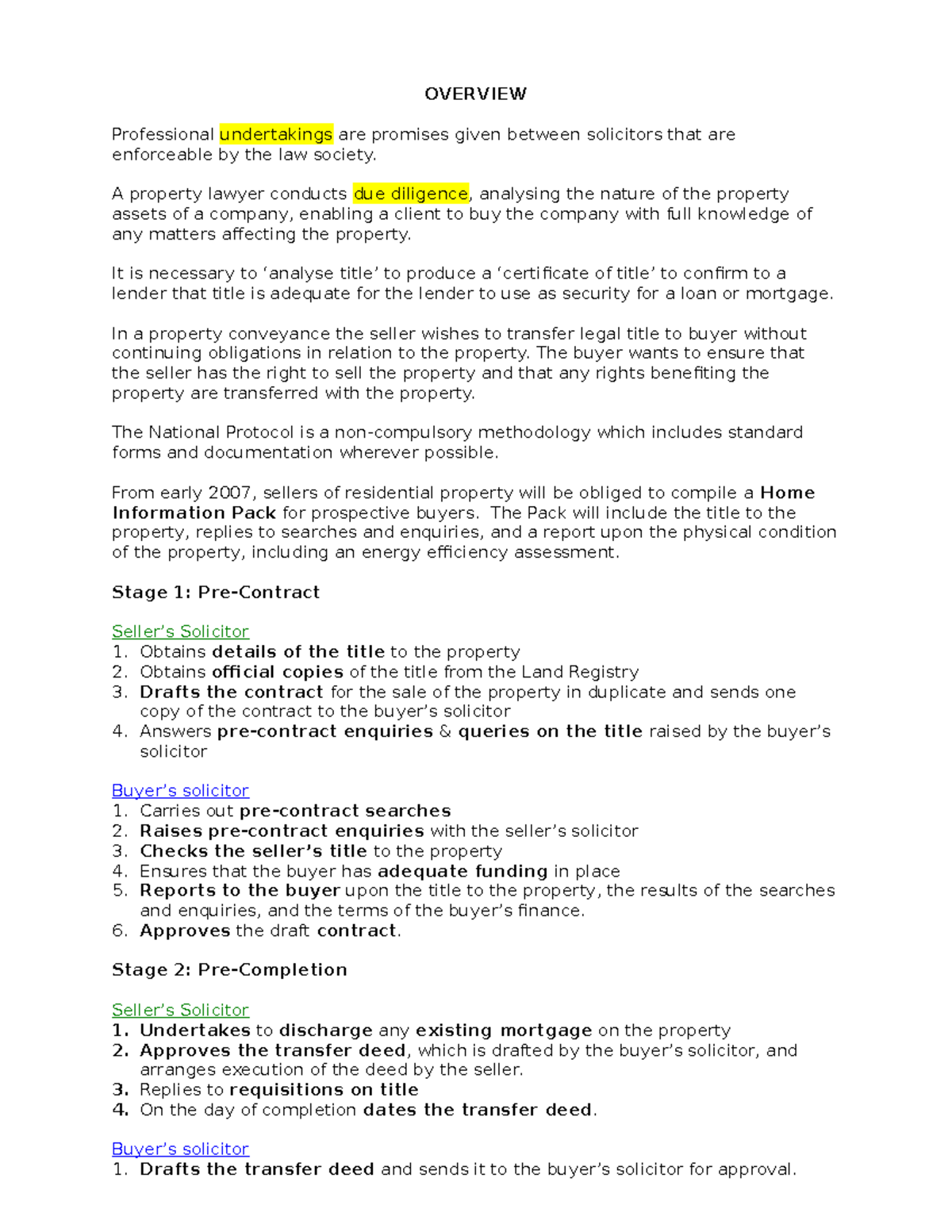 Condensed Final Notes - OVERVIEW Professional undertakings are promises ...