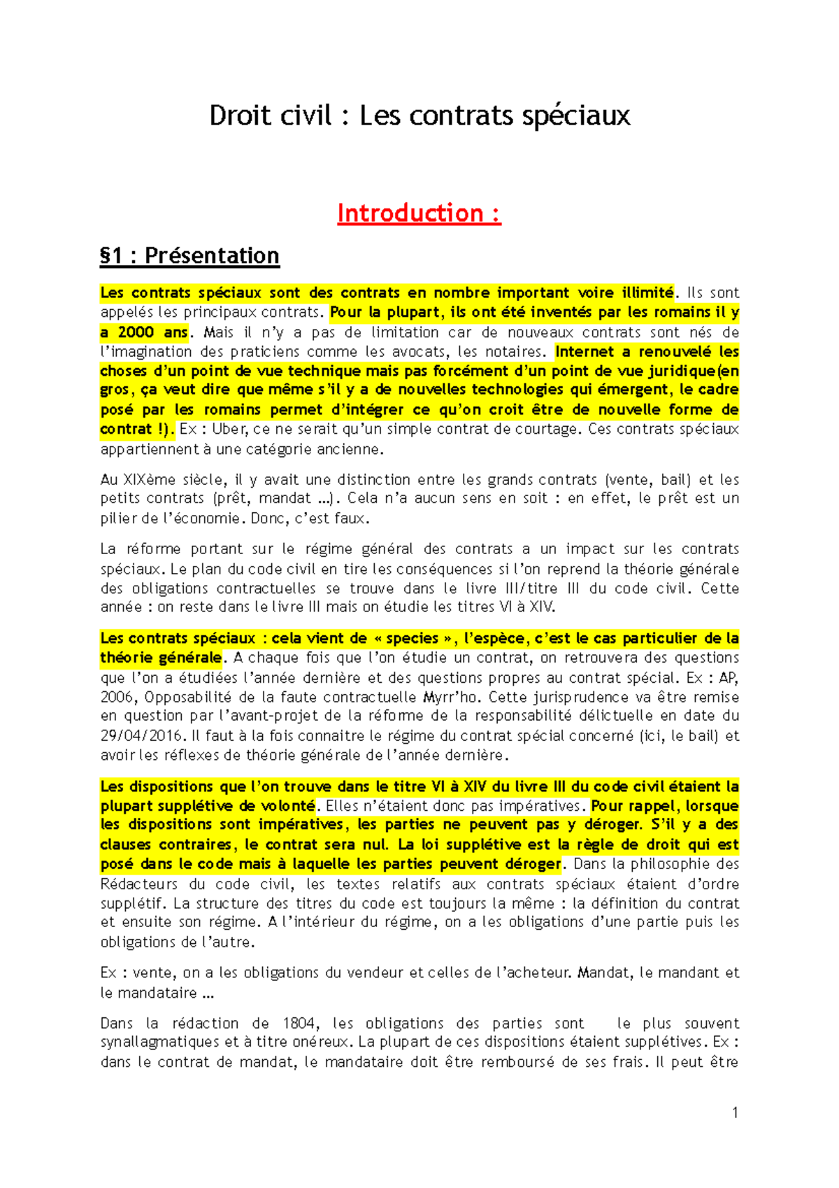 Droit-civil-S1 - courS d'amphi - Droit civil : Les contrats spéciaux ...