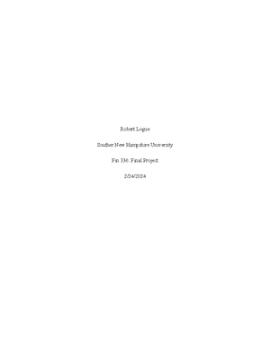 FIN 340 final project - N?A - Robert Logue Southern New Hampshire ...