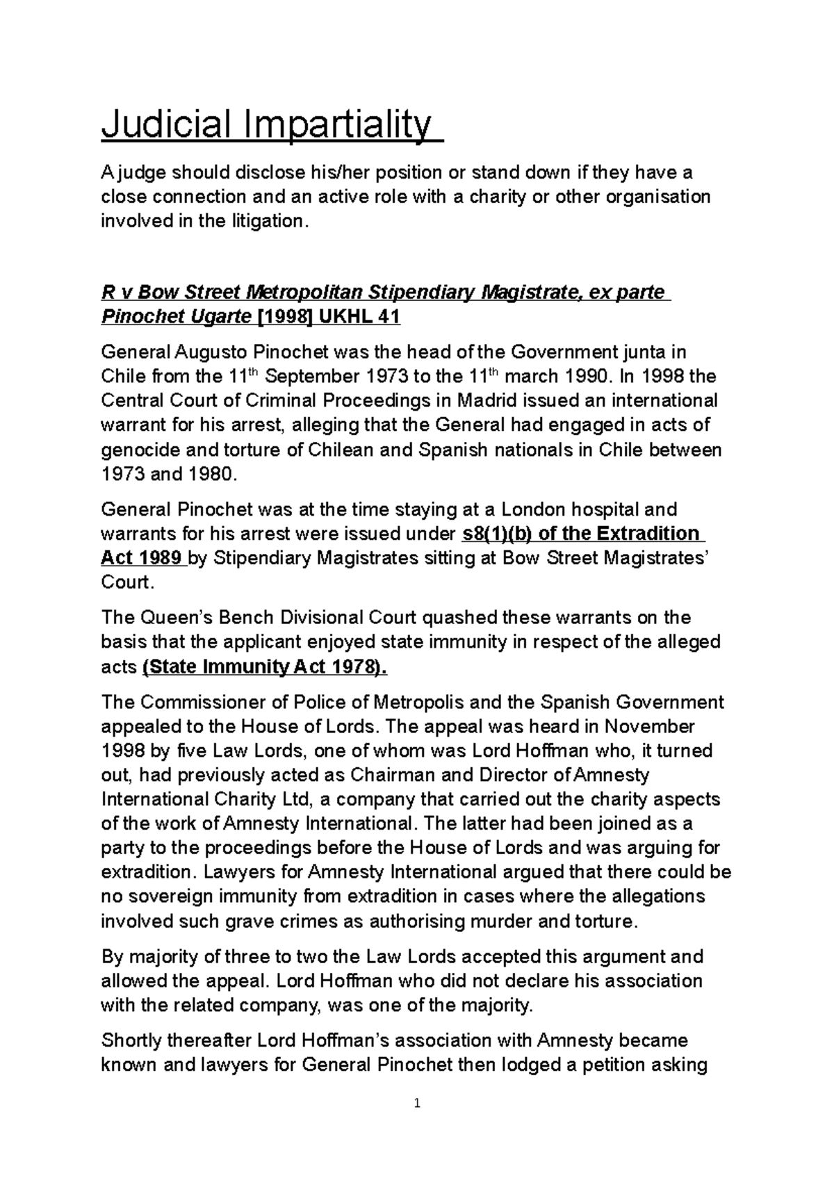 English Legal System - Judicial Impartiality - Judicial Impartiality A ...