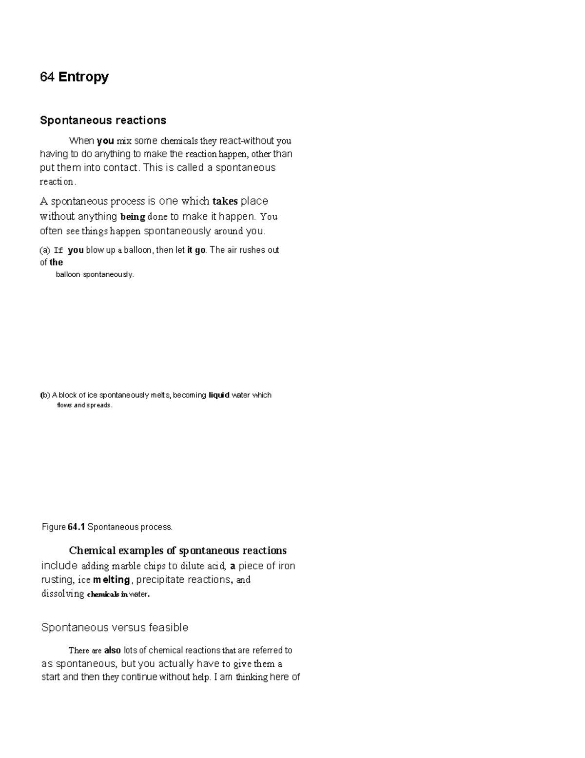 Entropy Notes - 64 Entropy Spontaneous reactions When you mix some ...
