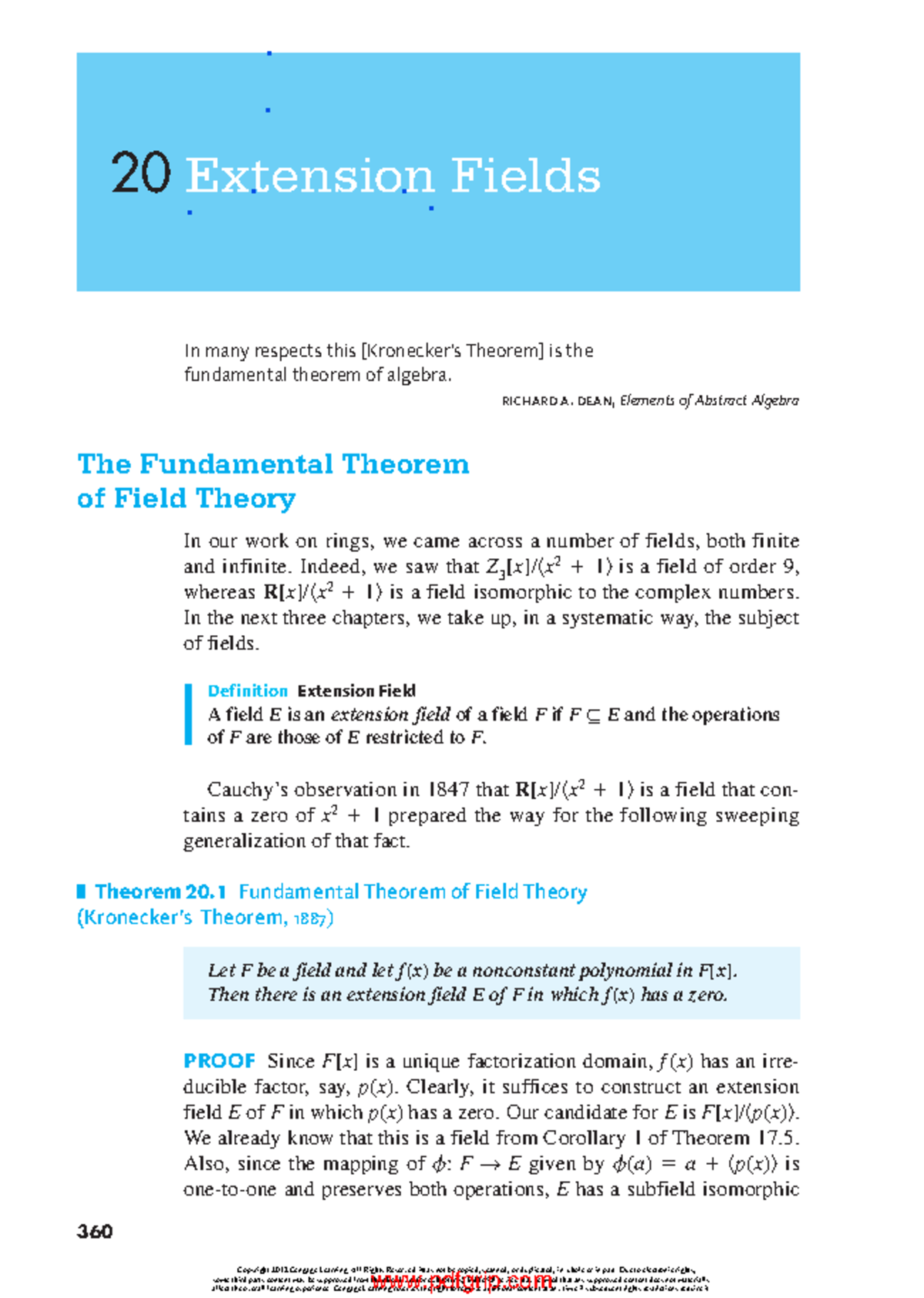 Contemporary Abstract Algebra 22 - 360 Extension Fields In many ...