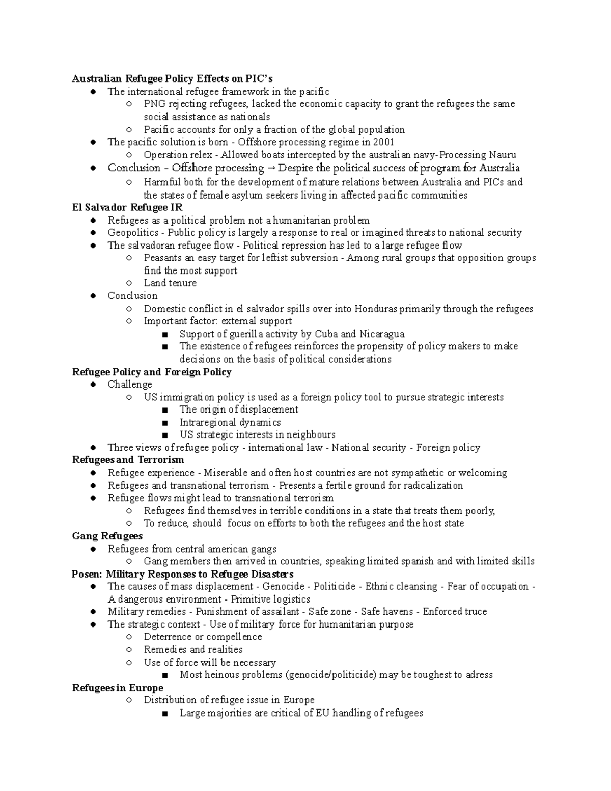 Summary 9 - Professor Brown - Australian Refugee Policy Effects on PIC ...