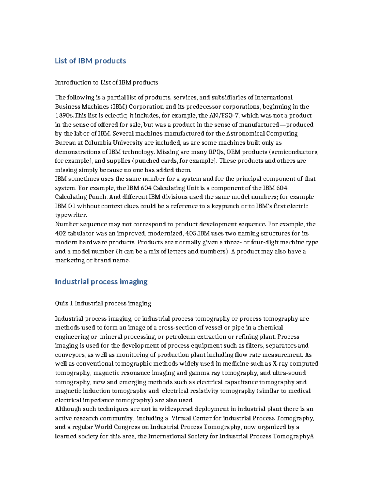 PSY167 Chapter List of IBM products - List of IBM products Introduction ...