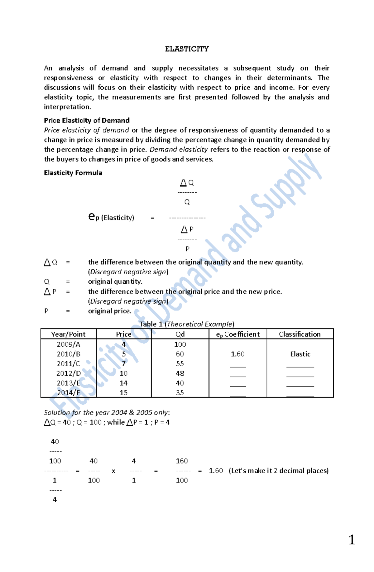 Module-5-Elasticity - Managerial Economics (ELASTICITY) - ELASTICITY An analysis of demand and ...