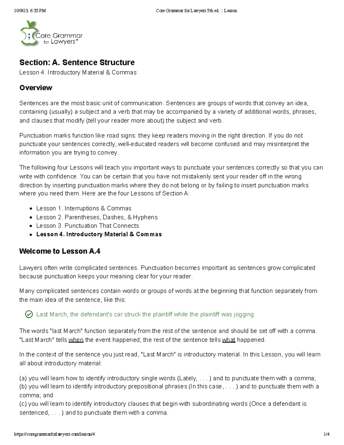 4 N a Section A Sentence Structure Lesson 4 Introductory 4-n-a-section-a-sentence-structure-lesson-4-introductory
