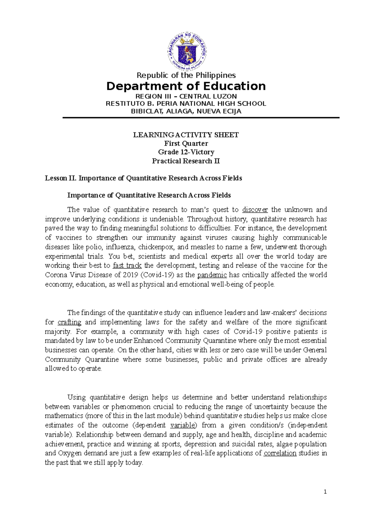 Lesson-II.-Importance-of-Quantitative-Research-Across-Fields Answr key ...
