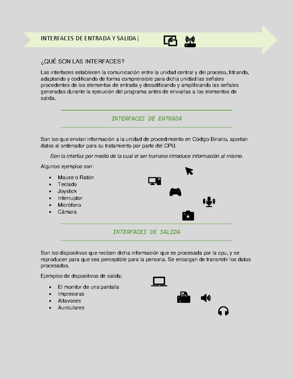 ACT - Actividad - INTERFACES DE ENTRADA Y SALIDA| ¿QUÉ SON LAS ...