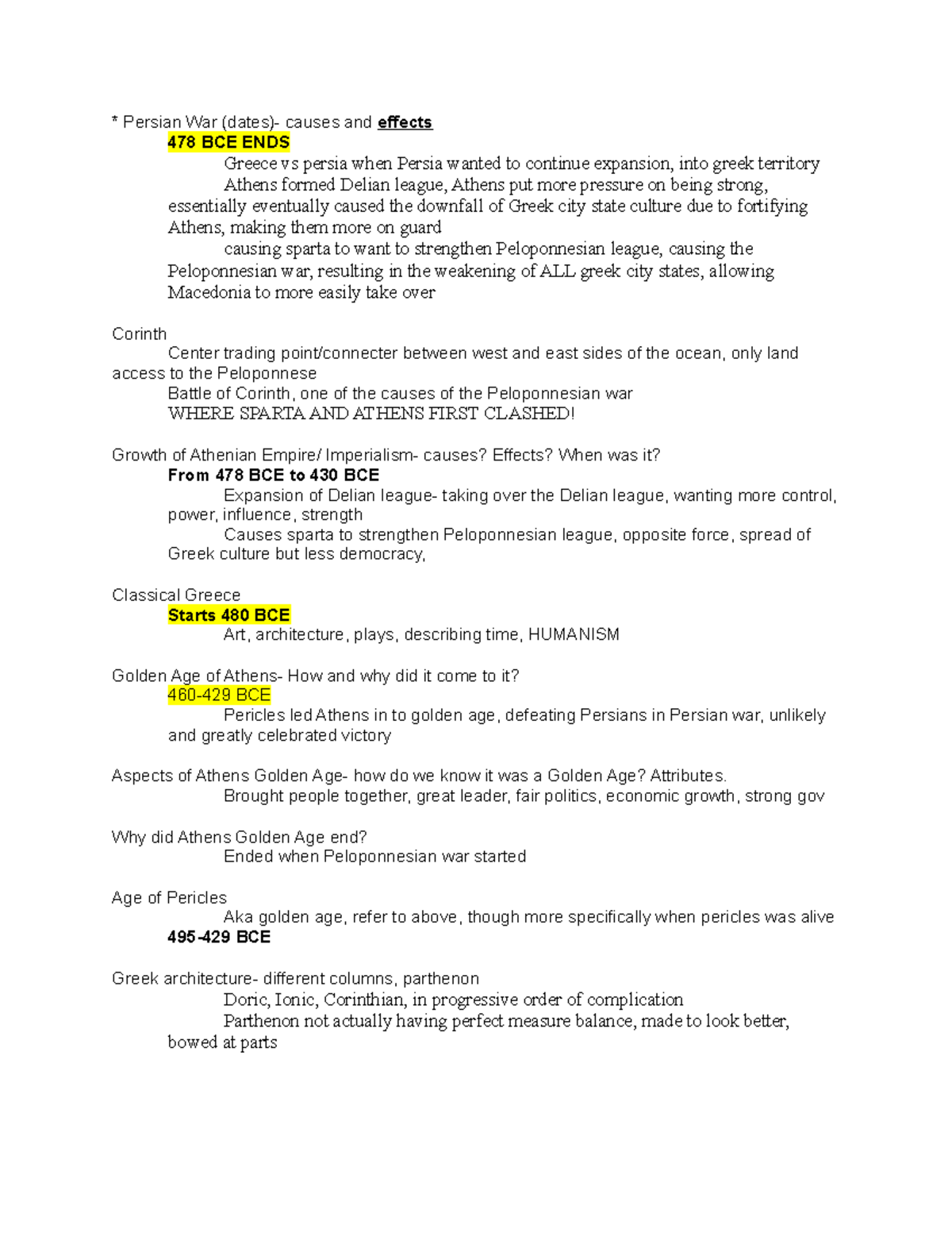 Summary Notes on Ancient Greece - Persian War (dates)- causes and ...