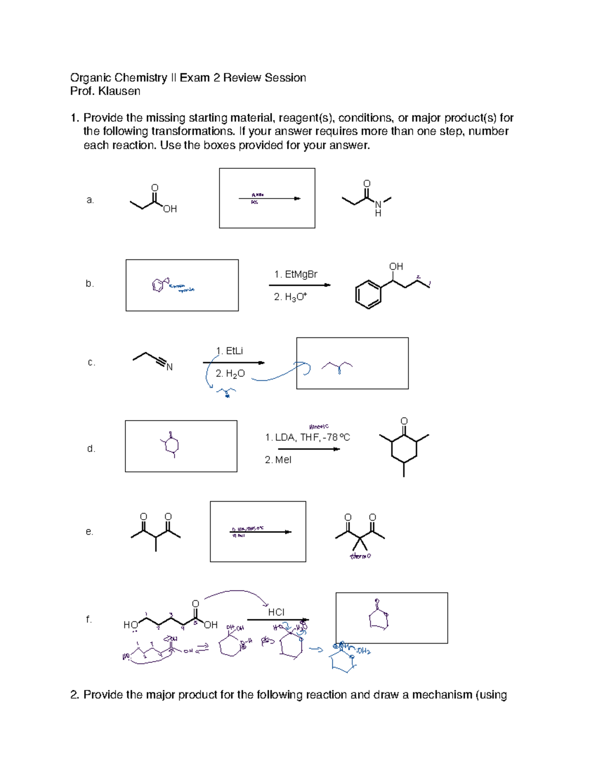 Orgo2Exam2Review Session 2 - Organic Chemistry II Exam 2 Review Session ...