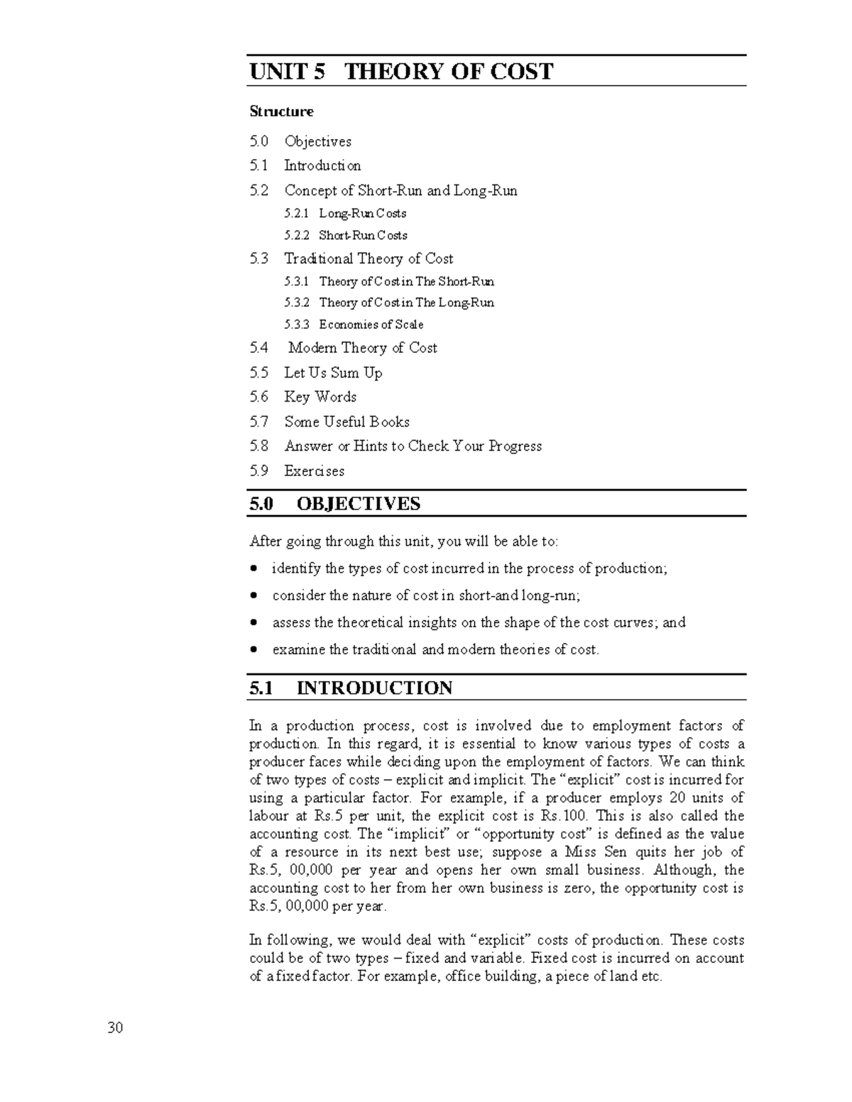 Unit-5 - Engineering economics - UNIT 5 THEORY OF COST Structure 5 Objectives 5 Introduction 5 ...