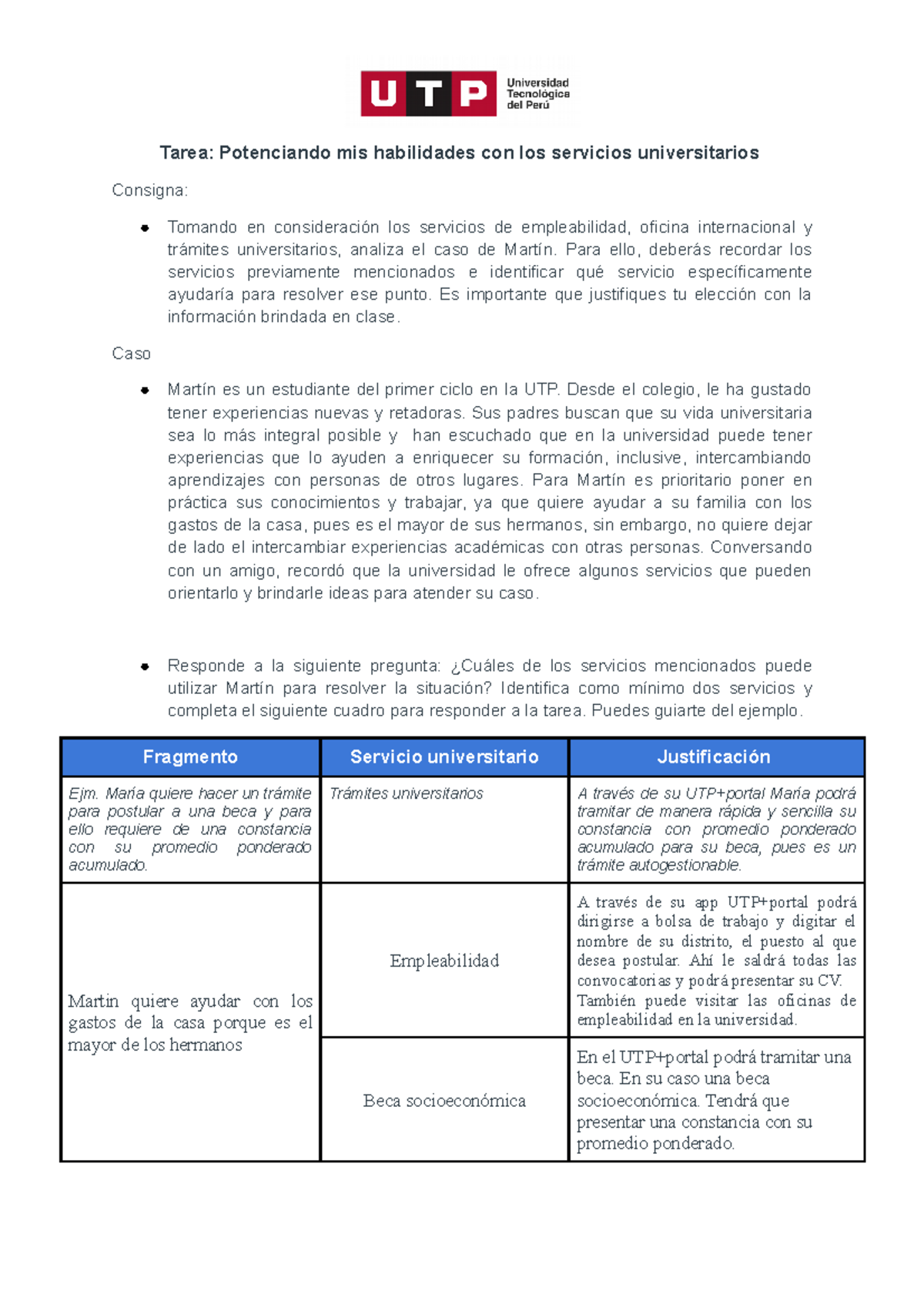 IVU Actividad 3 - Tarea: Potenciando mis habilidades con los servicios universitarios Consigna ...
