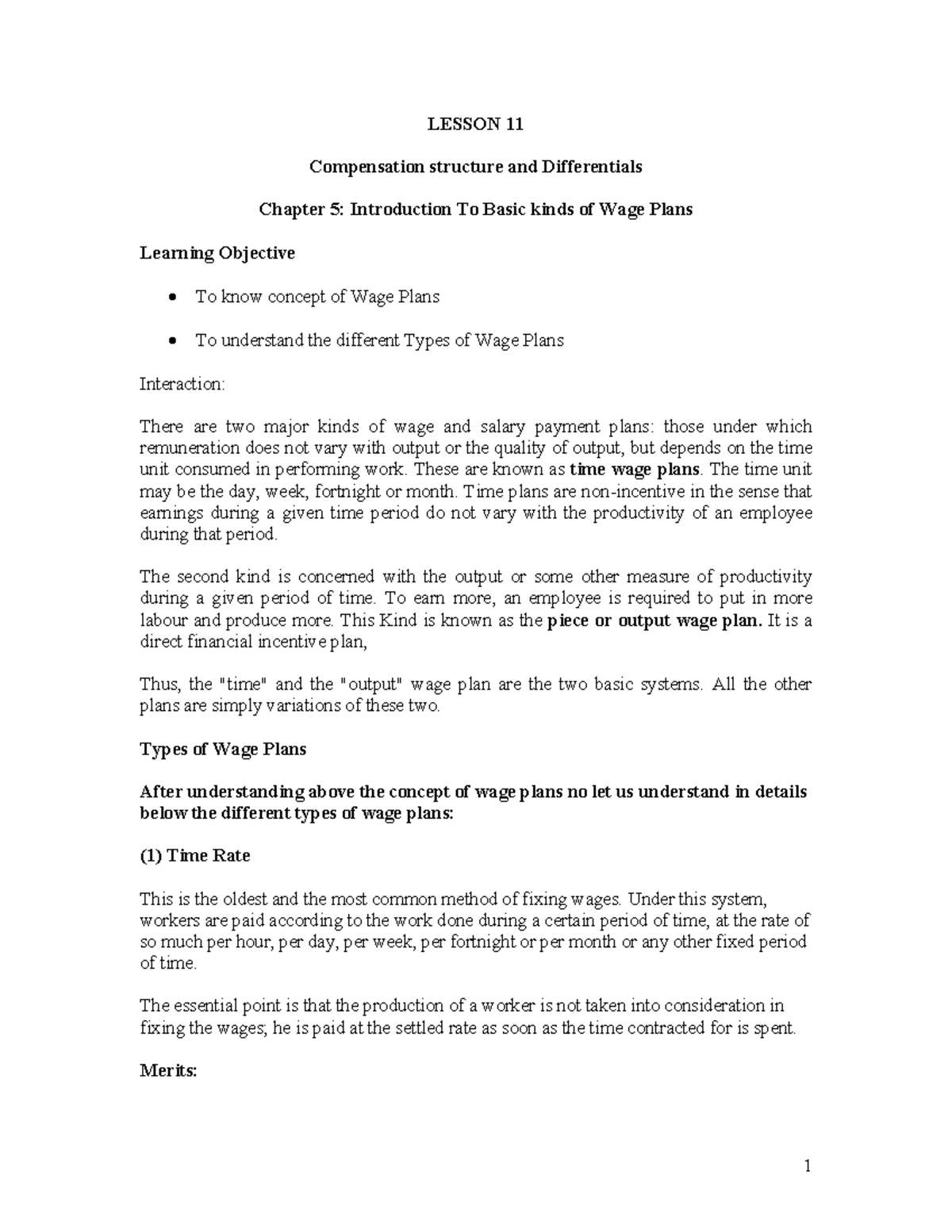 Lecture-11 - Study Material - LESSON 11 Compensation structure and ...