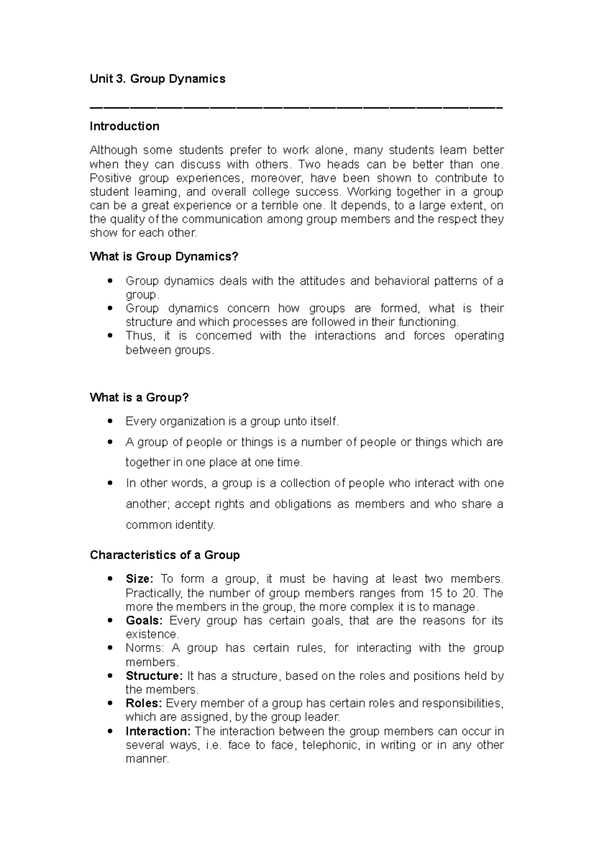 Group dynamics notes 21 - HFEA000 - UL - Studocu