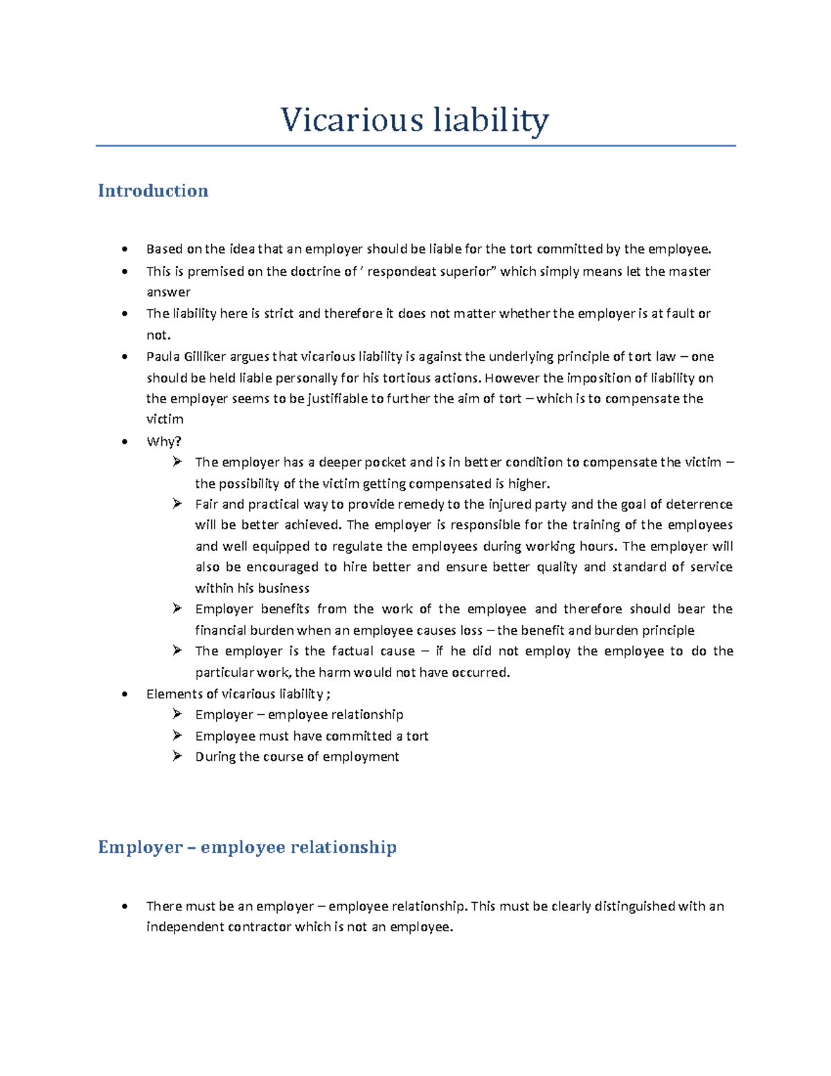 10a. Vicarious Liability - Vicarious liability Introduction Based on ...