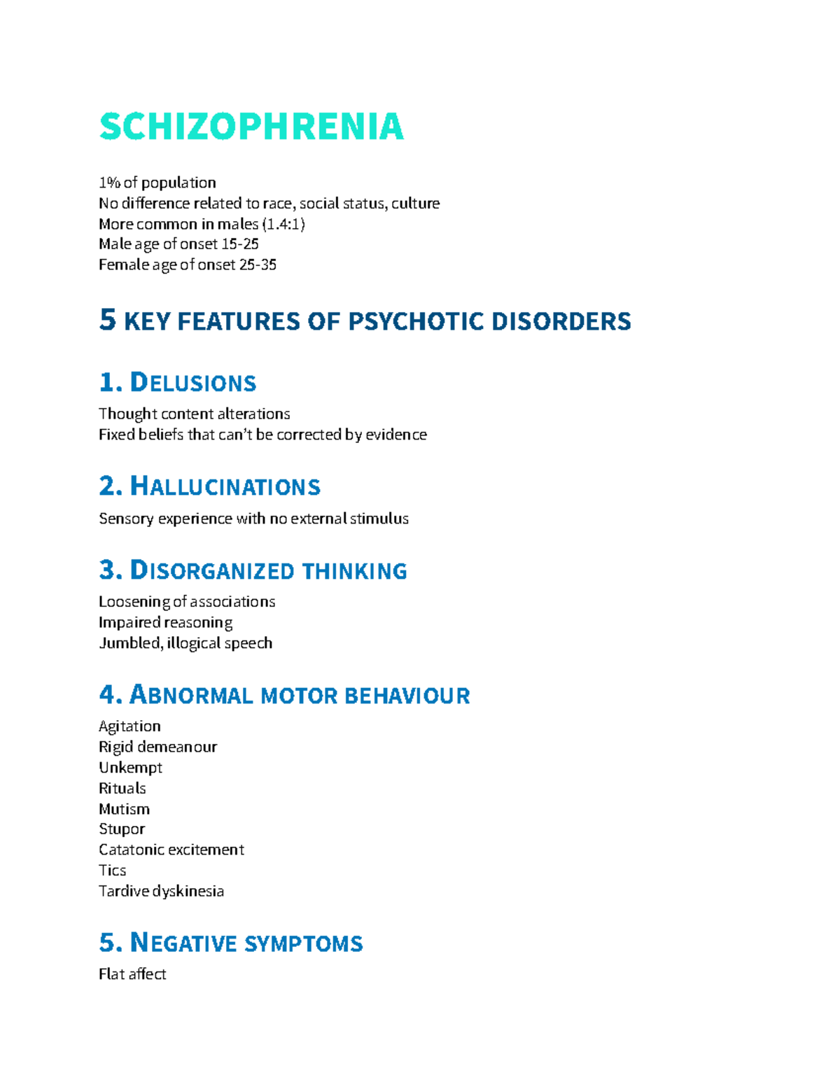 Module 2 - SCHIZOPHRENIA 1% of population No difference related to race ...