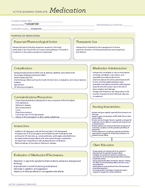 Lithium - ACTIVE LEARNING TEMPLATES Medication STUDENT NAME