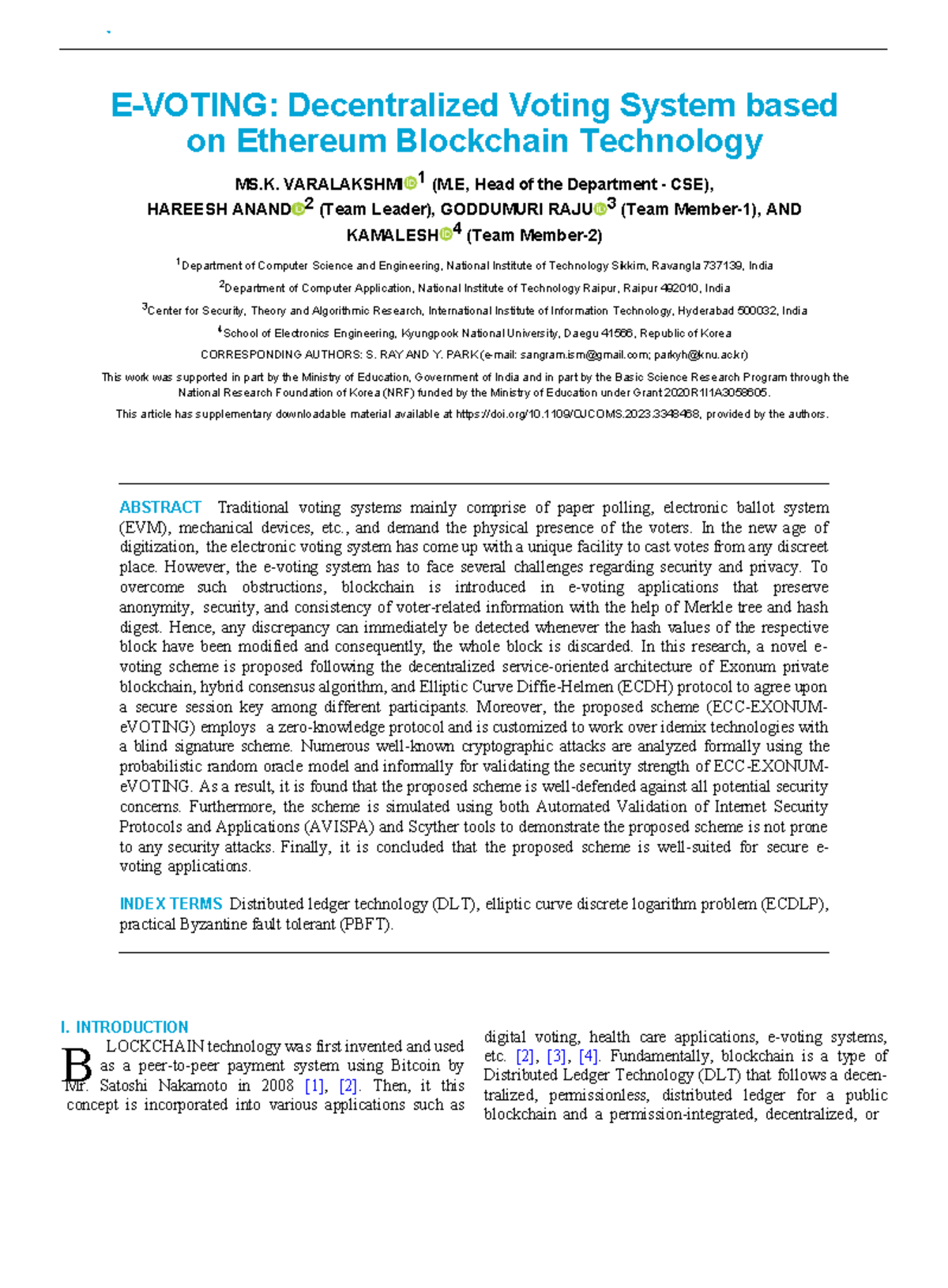 IEEE-format - Summary Computer Science and Engineering - B E-VOTING ...