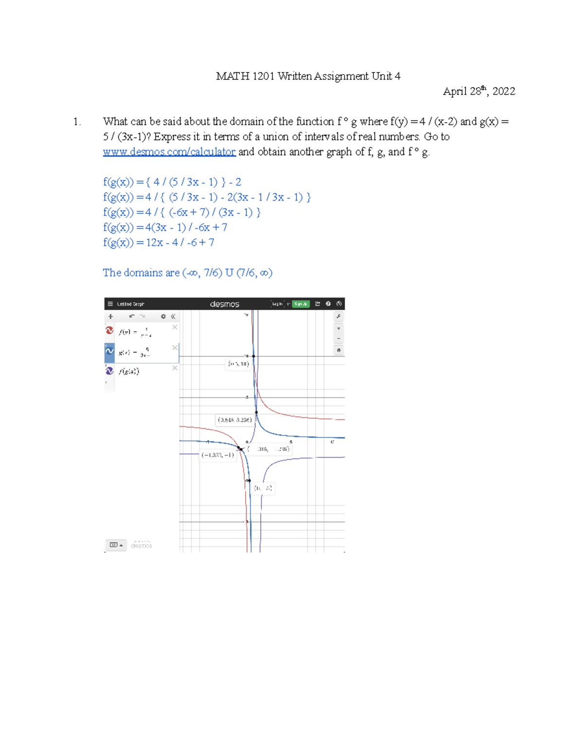 MATH 1201 Written Assignment Unit 4 - MATH 1201 Written Assignment Unit 4 April 28th, 2022 What ...