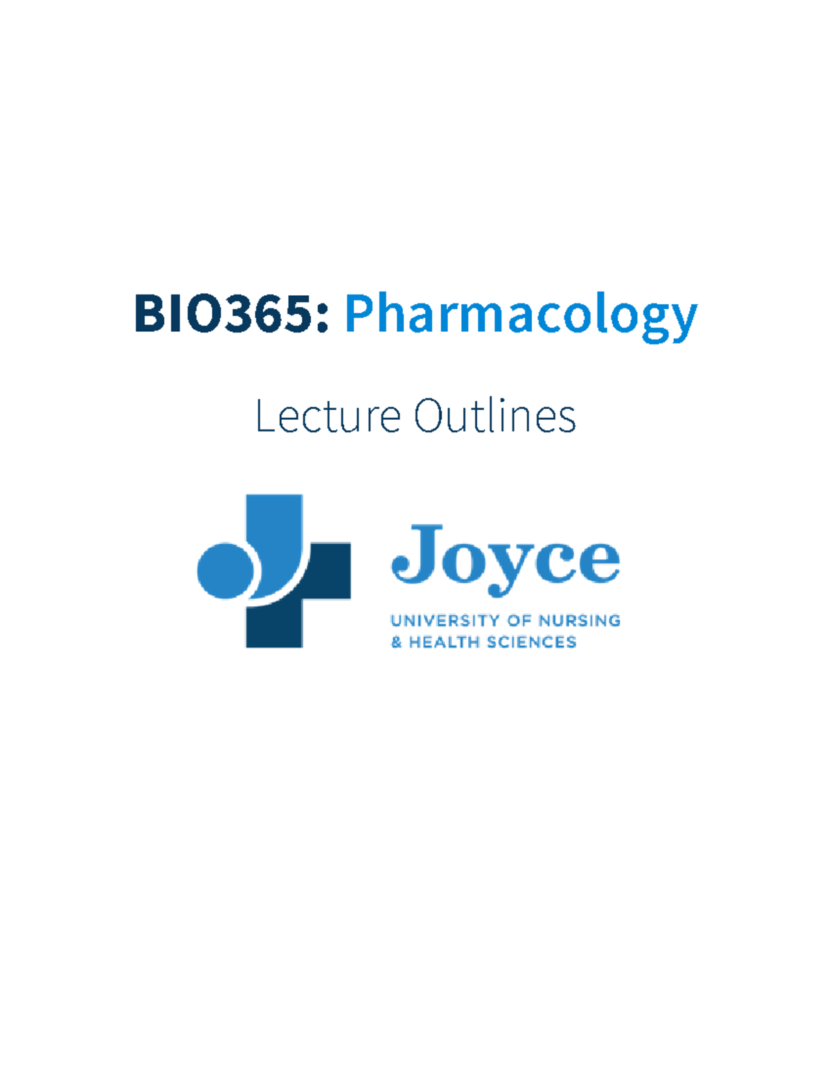 BIO365 Lecture Outlines - Fall 2023 - BIO 365 : Pharmacology Lecture ...