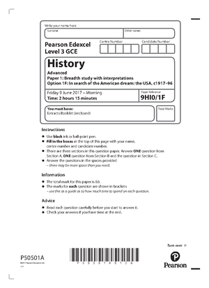 June 2022 History A-level USA past paper - Paper One Past paper ...